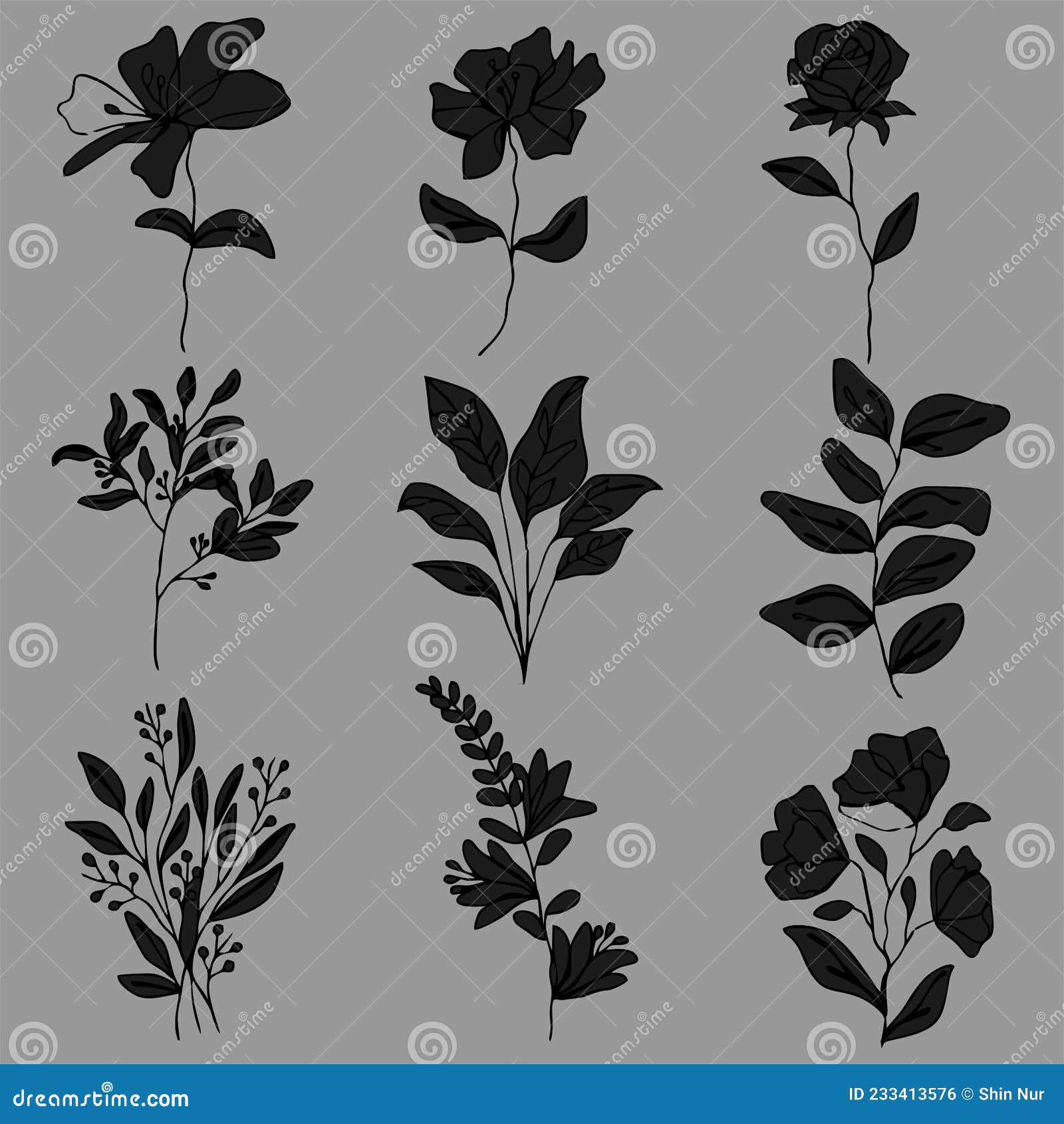 Set of One Line Flower Icon Stock Vector - Illustration of plant, flora ...