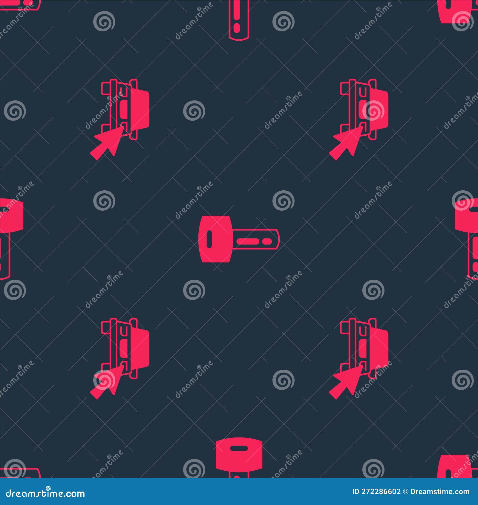 Set Online Car Sharing and Car Key with Remote on Seamless Pattern ...