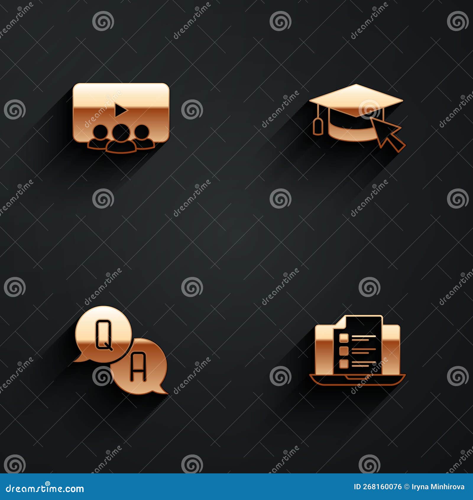 Set Online Class, Graduation Cap with Cursor, Question and Answer and ...