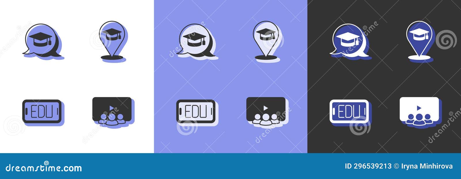 Set Online Class, Graduation Cap Speech Bubble, Education and Icon ... Set Online Class, Graduation Cap Speech Bubble, Education and Icon ...