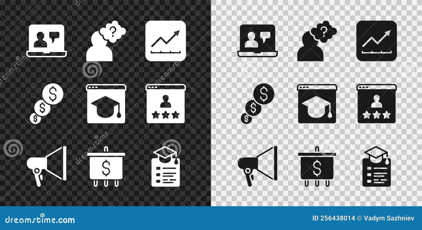 Set Online Education, Head with Question Mark, Financial Growth ...