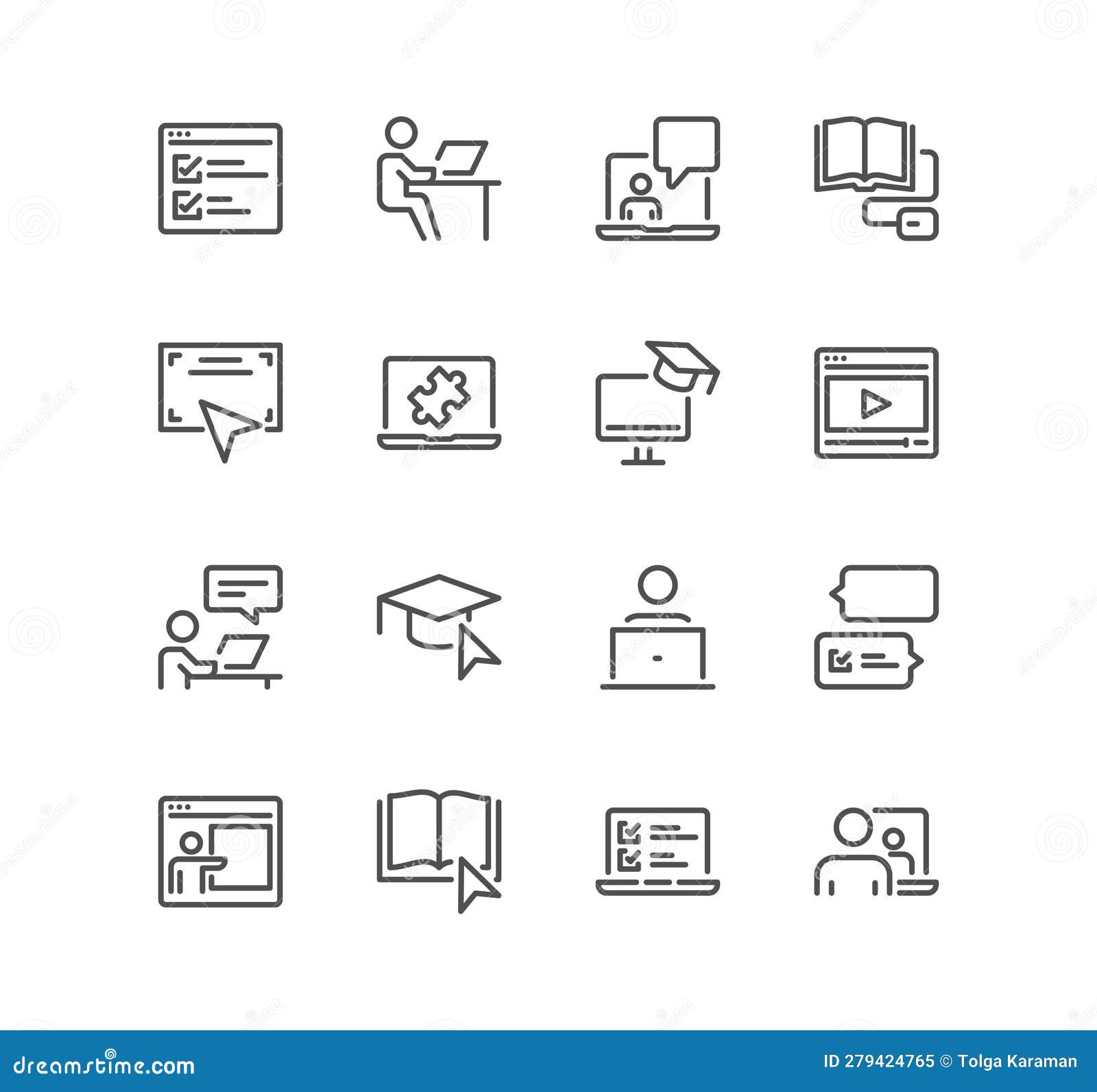 Set of Online Education Related Icons. Stock Vector - Illustration of ...