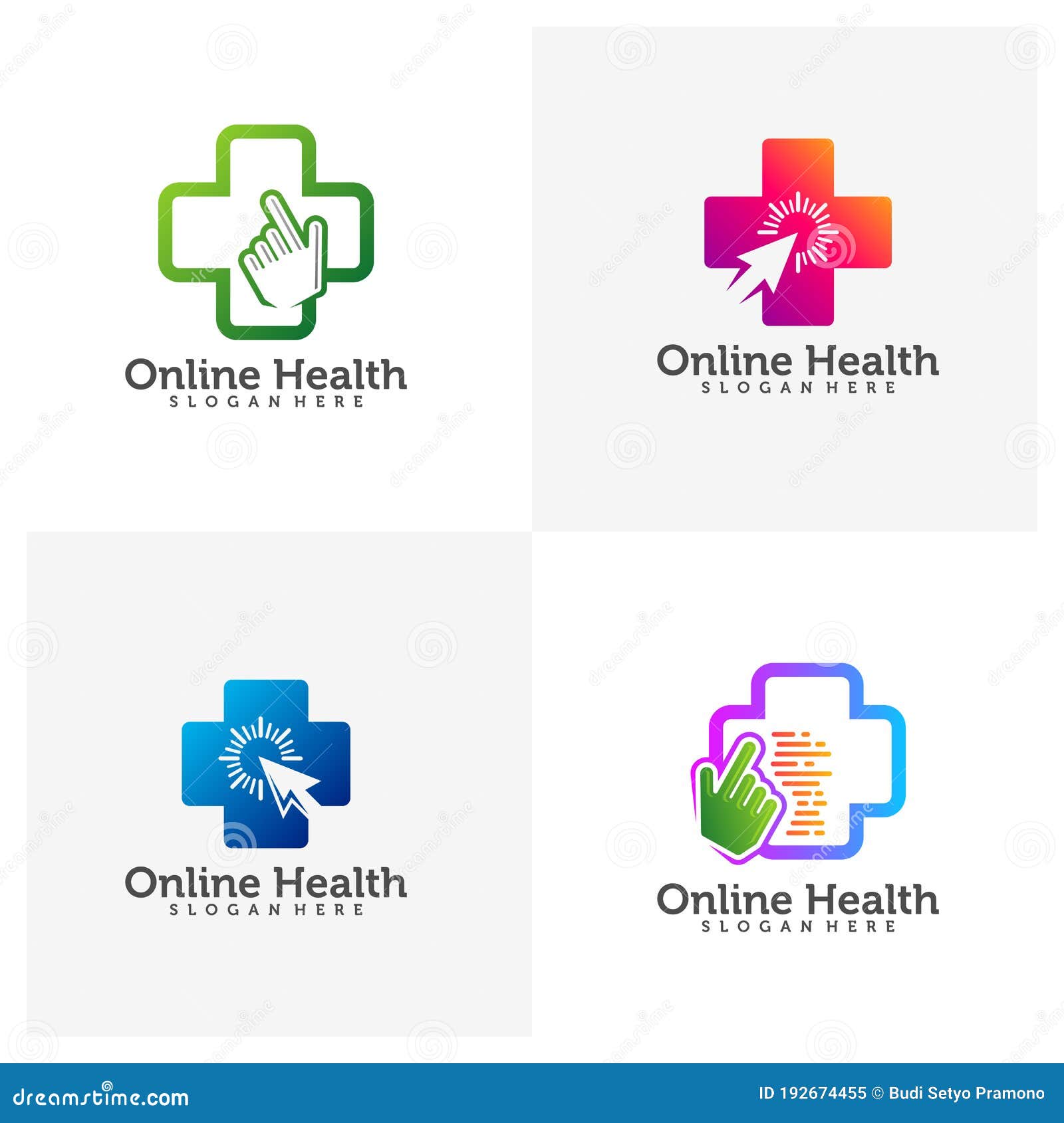 Set of Online Health Logo Vector Designs, Health Touch Logo Designs ...