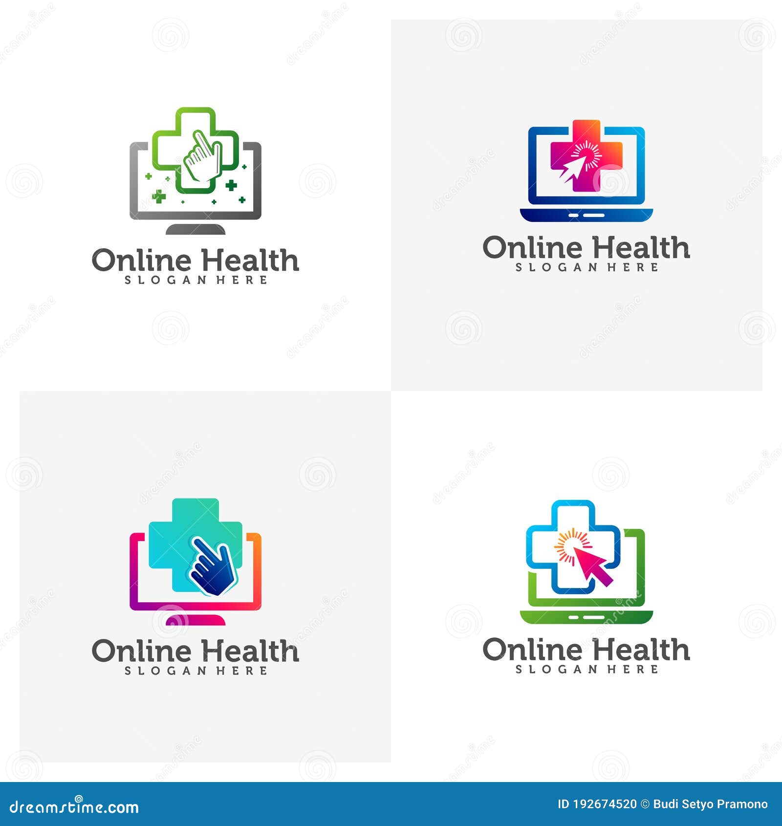 Set of Online Health Logo Vector Designs, Health Touch Logo Designs ...