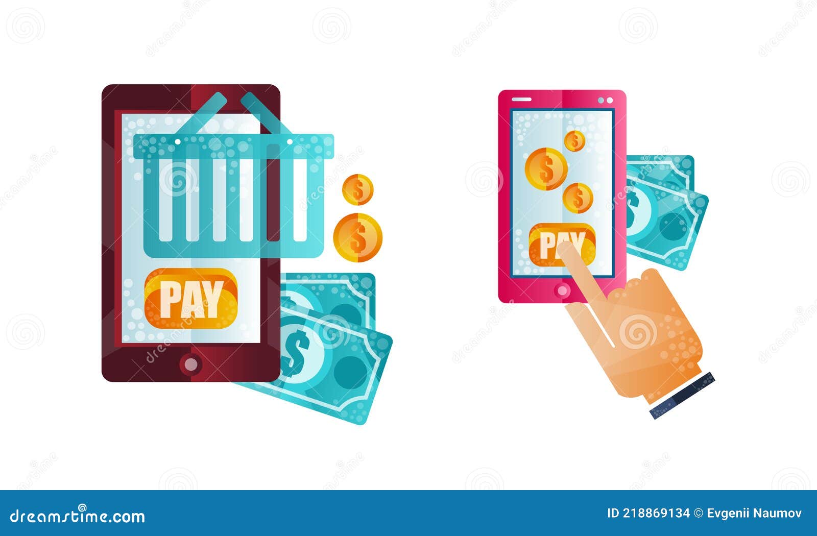Set of Online Payment Methods, E-commerce Concept, Mobile Payments ...