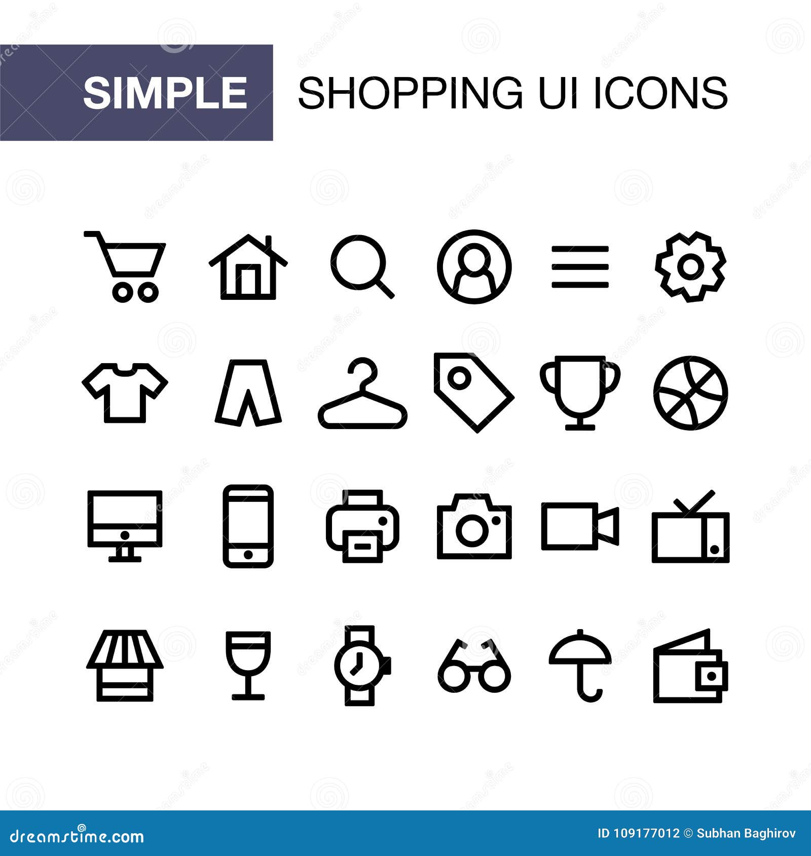 Set of Online Shopping Icons for Simple Flat Style Ui Design Stock ...