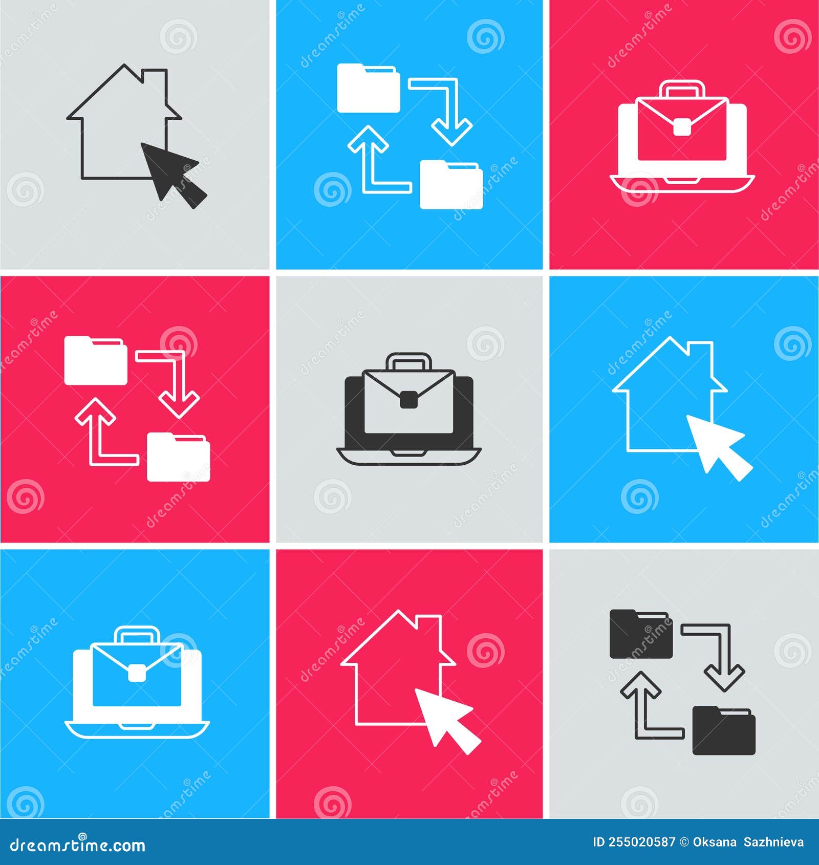 Set Online Working, Cloud Storage Document Folder and Icon. Vector ... Set Online Working, Cloud Storage Document Folder and Icon. Vector ...