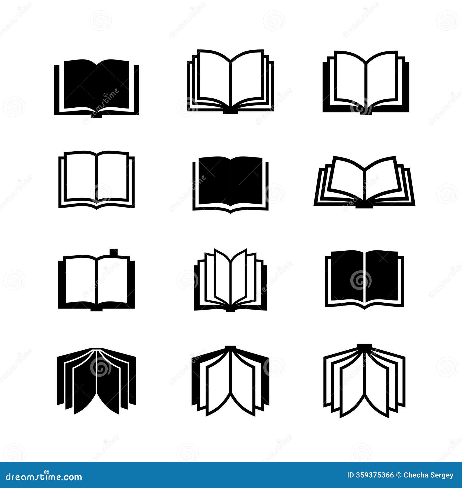 Set of Open Book Icons. Symbol of Knowledge and Library. Stock Vector ...
