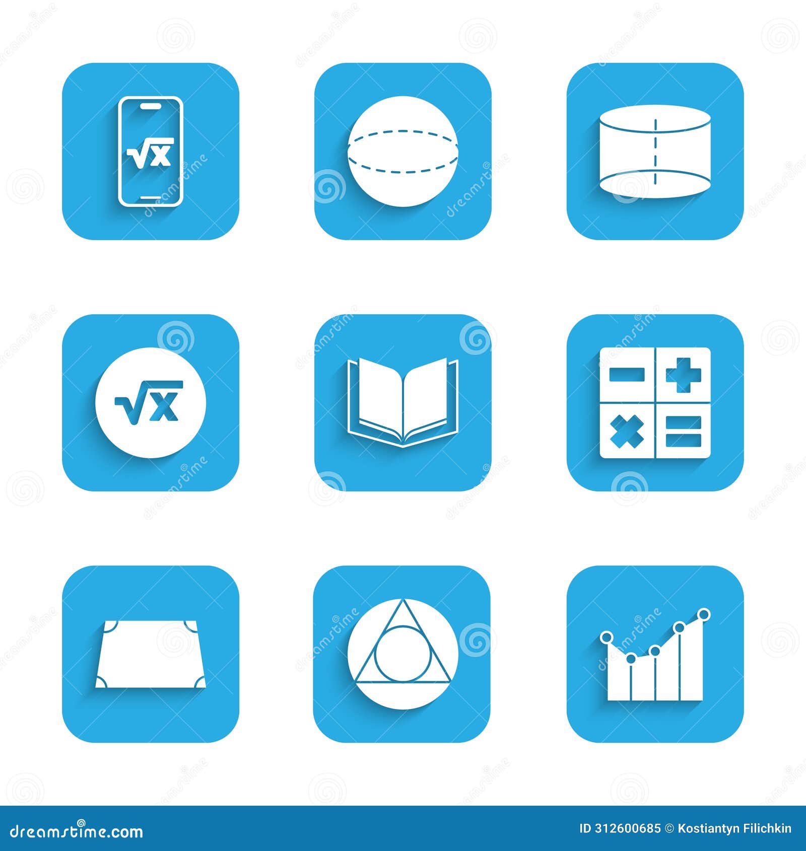 Set Open Book, Triangle Math, Graph, Schedule, Chart, Diagram ...