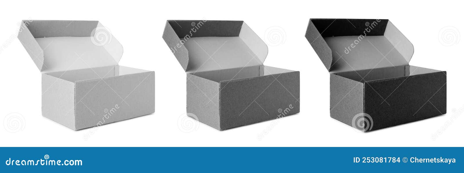 Set of Open Cardboard Boxes on Background. Banner Design Stock Photo ...