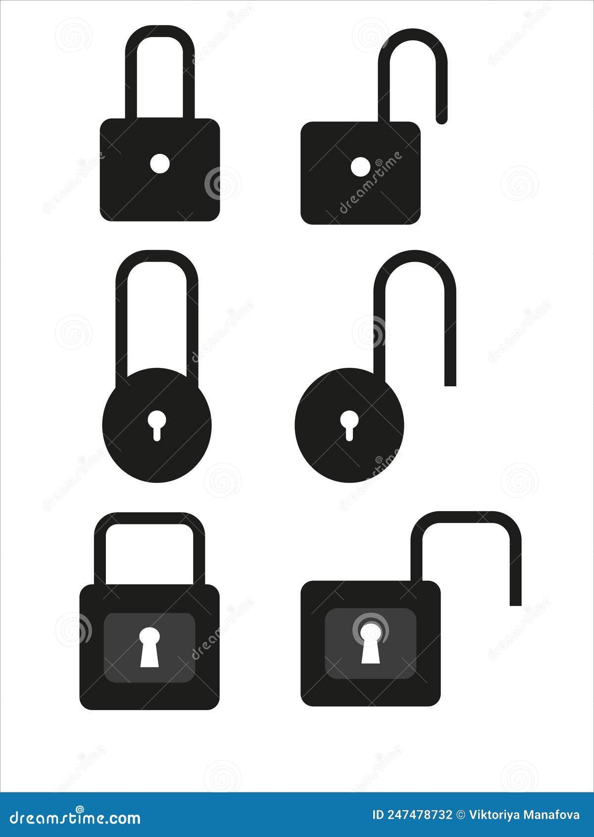 Set of Open and Closed Black and White Locks Stock Vector ...