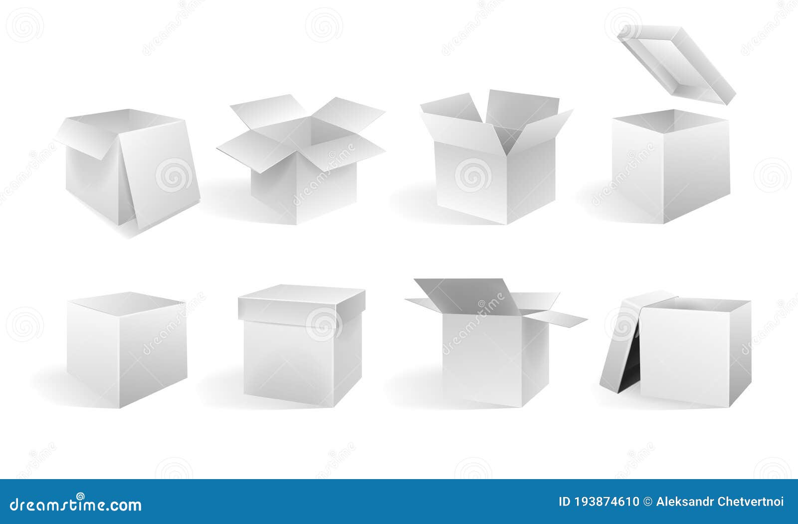 A Set of Open and Closed Boxes in Different Angles. Isometry in ...