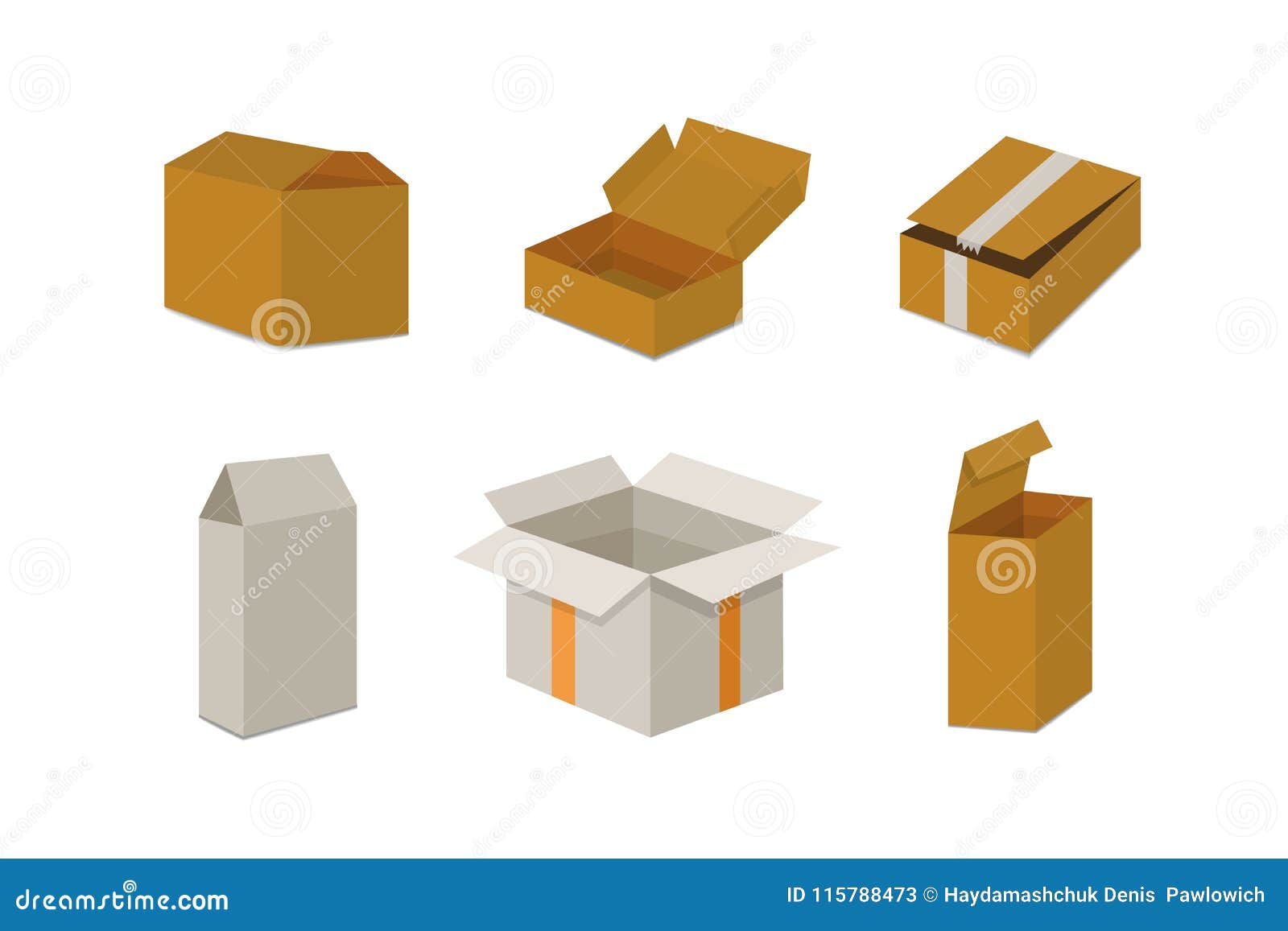 Set Open and Closed Carton Box. Delivery Packaging Vector Illustration ...