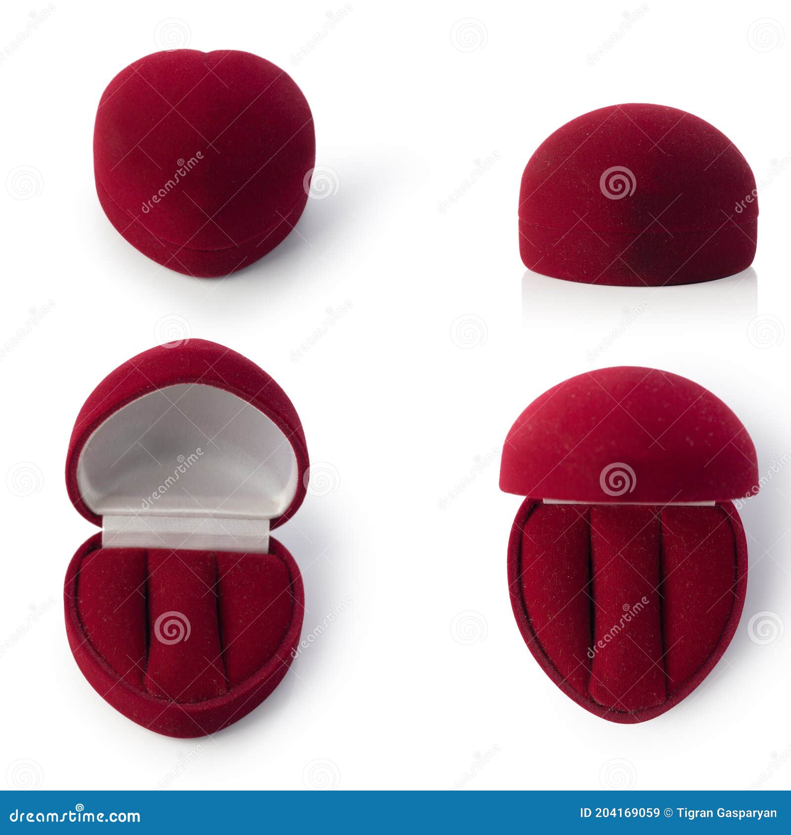 Set Open and Closed Empty Red Ring Box Isolated on White Background ...