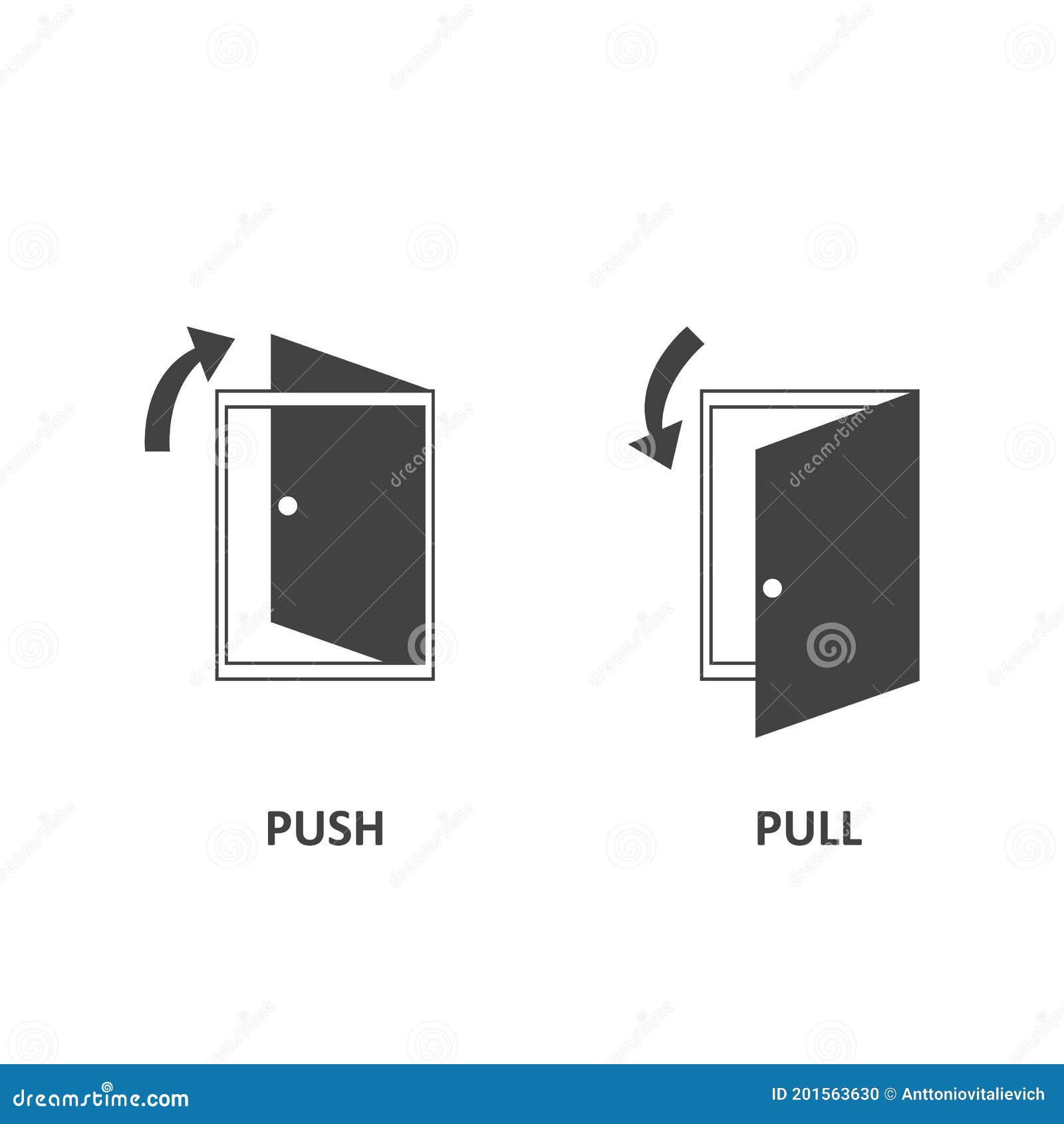 Set Open Door. Push Door Icon and Pull Door Icon. Arrow Symbol. Vector ...