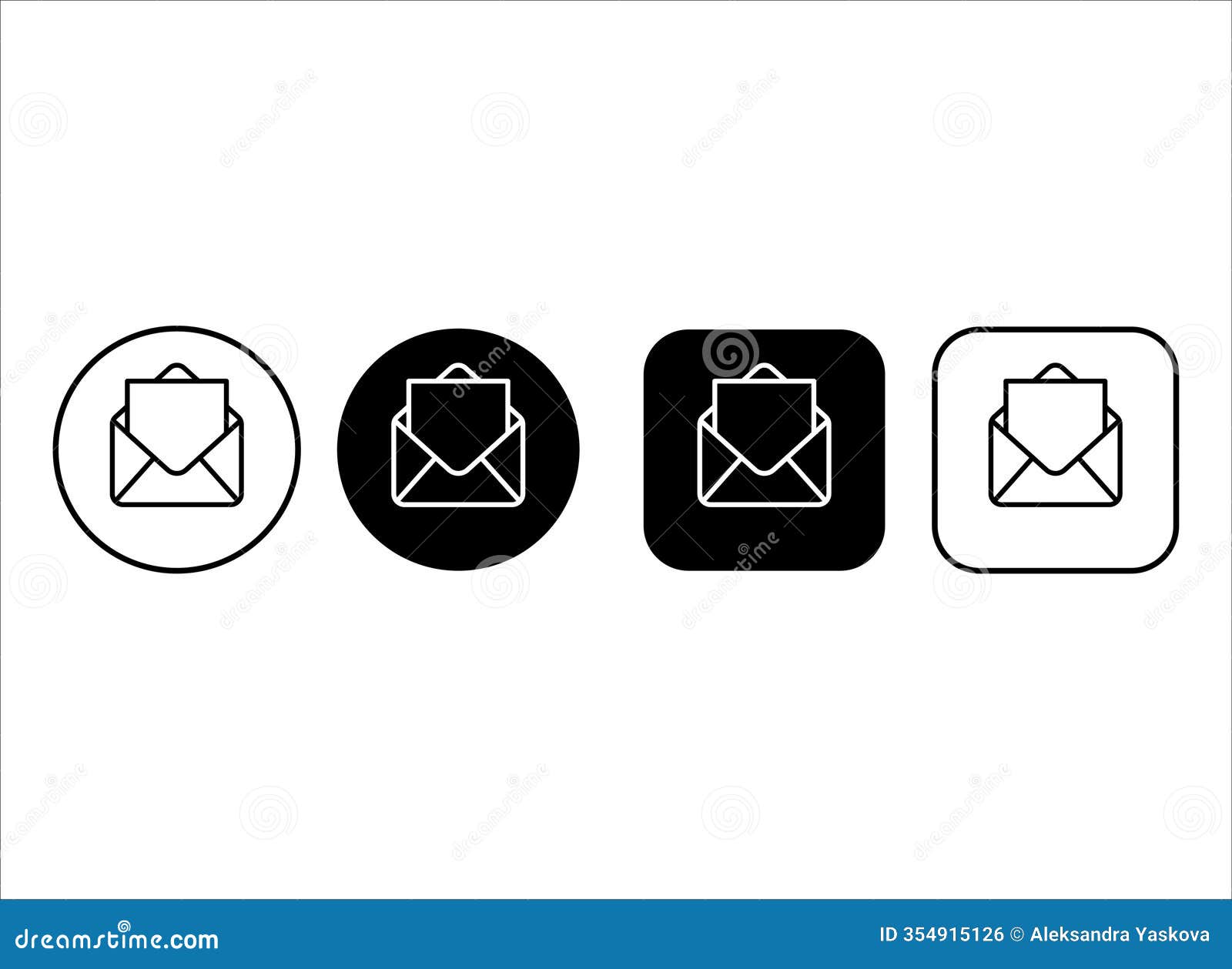 Set of Open Email Envelope Icons. Email Symbols Stock Illustration ...
