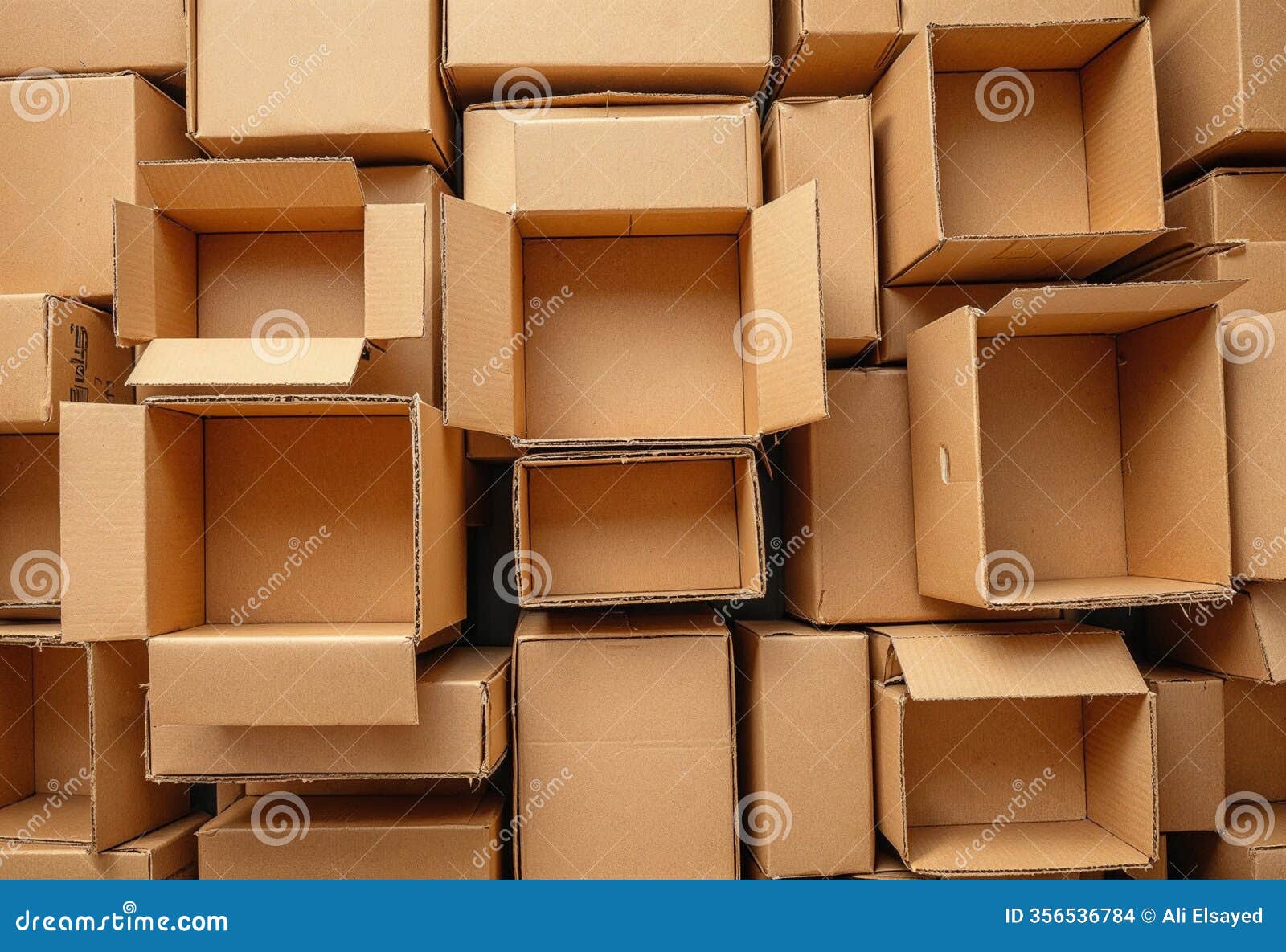 Set of Open Empty Cardboard Boxes Cut Out Stock Photo - Image of ...