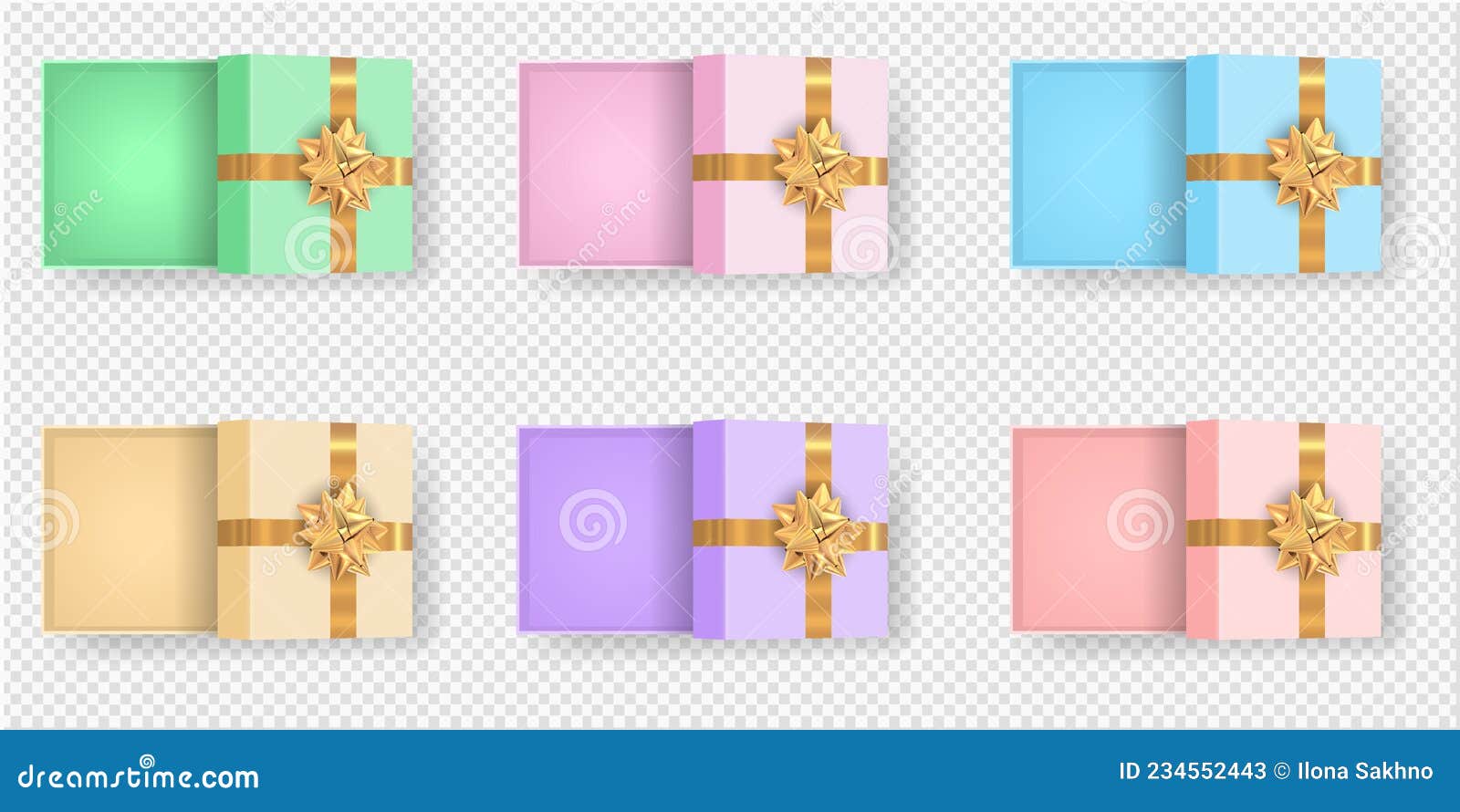 Set of Open Gifts Box. Collection Realistic Gift Presents View Top ...