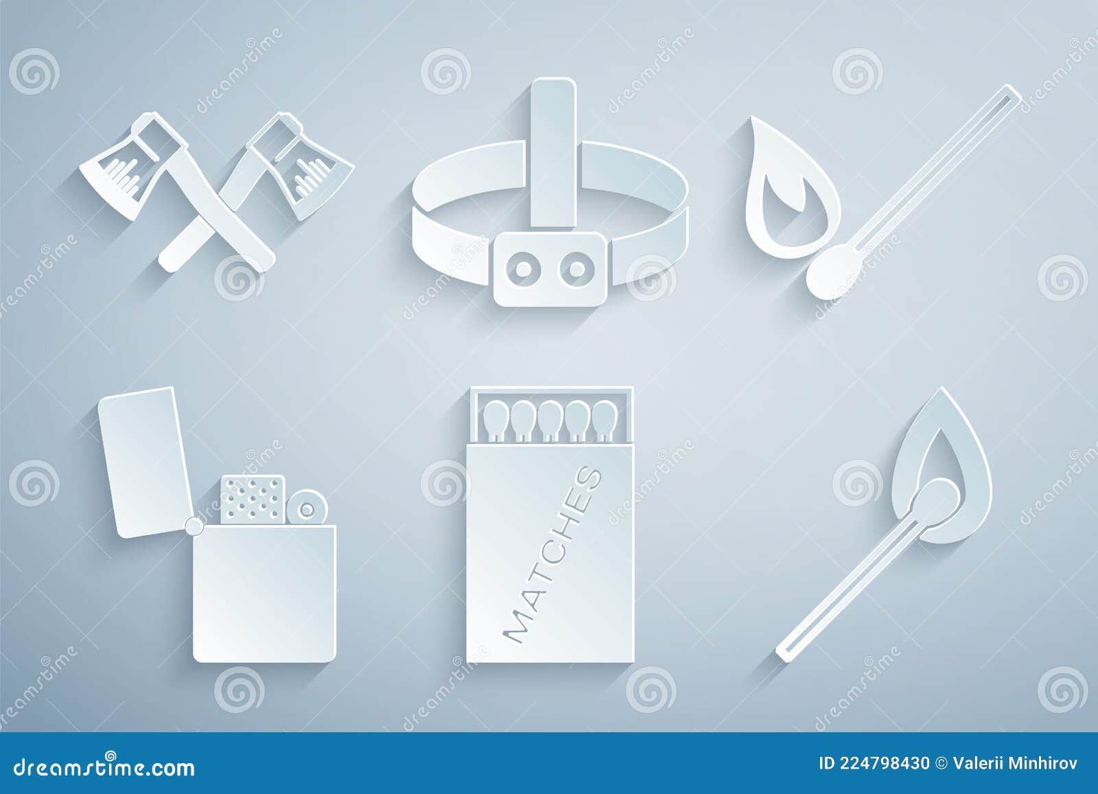 Set Open Matchbox and Matches, Burning with Fire, Lighter, Head ...