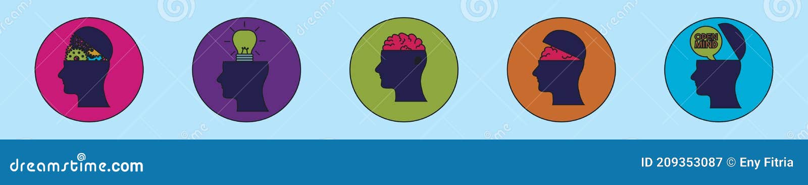 Set of Open Mind Cartoon Icon Design Template with Various Models ...