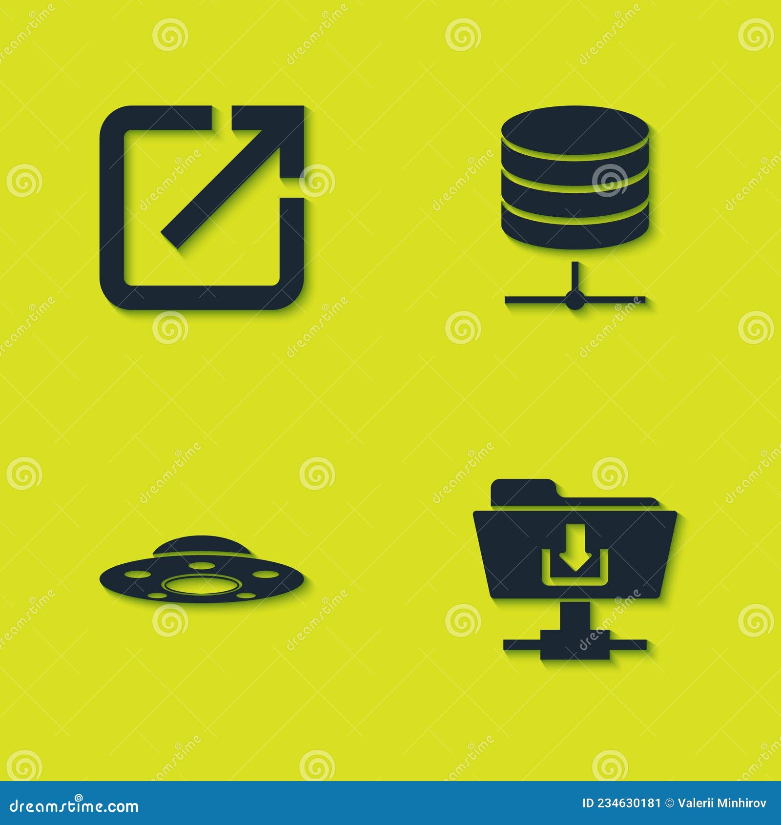 Set Open in New Window, FTP Folder Download, UFO Flying Spaceship and Server, Data, Web Hosting ...