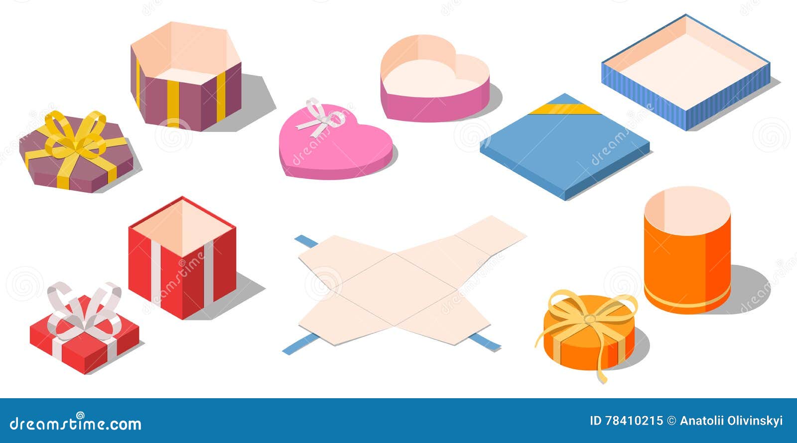 Set of Opened Different Presents and Gifts Boxes. Stock Vector ...