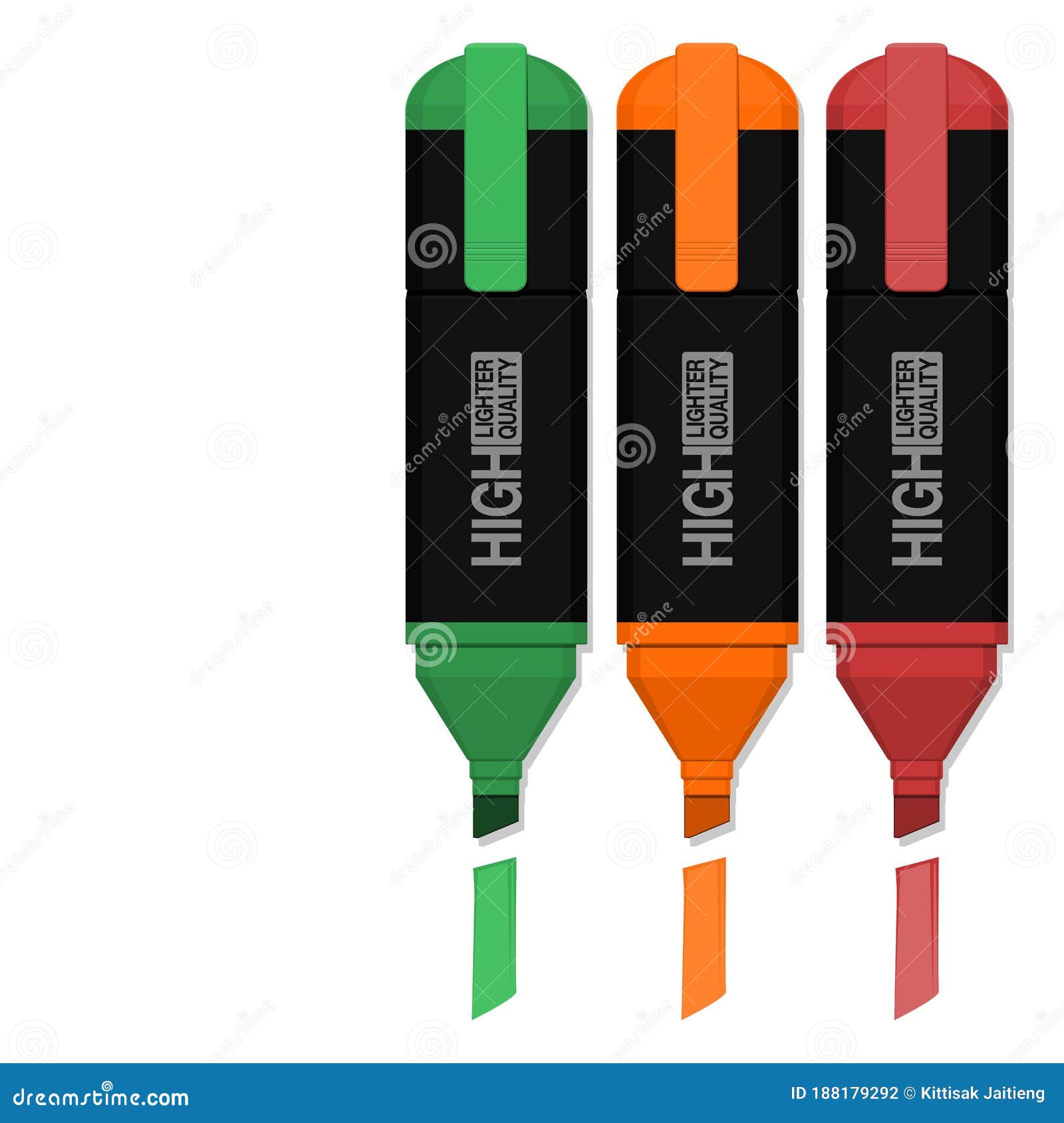 Set of Opened Highlight Marker on Transparent Background Stock Vector ...