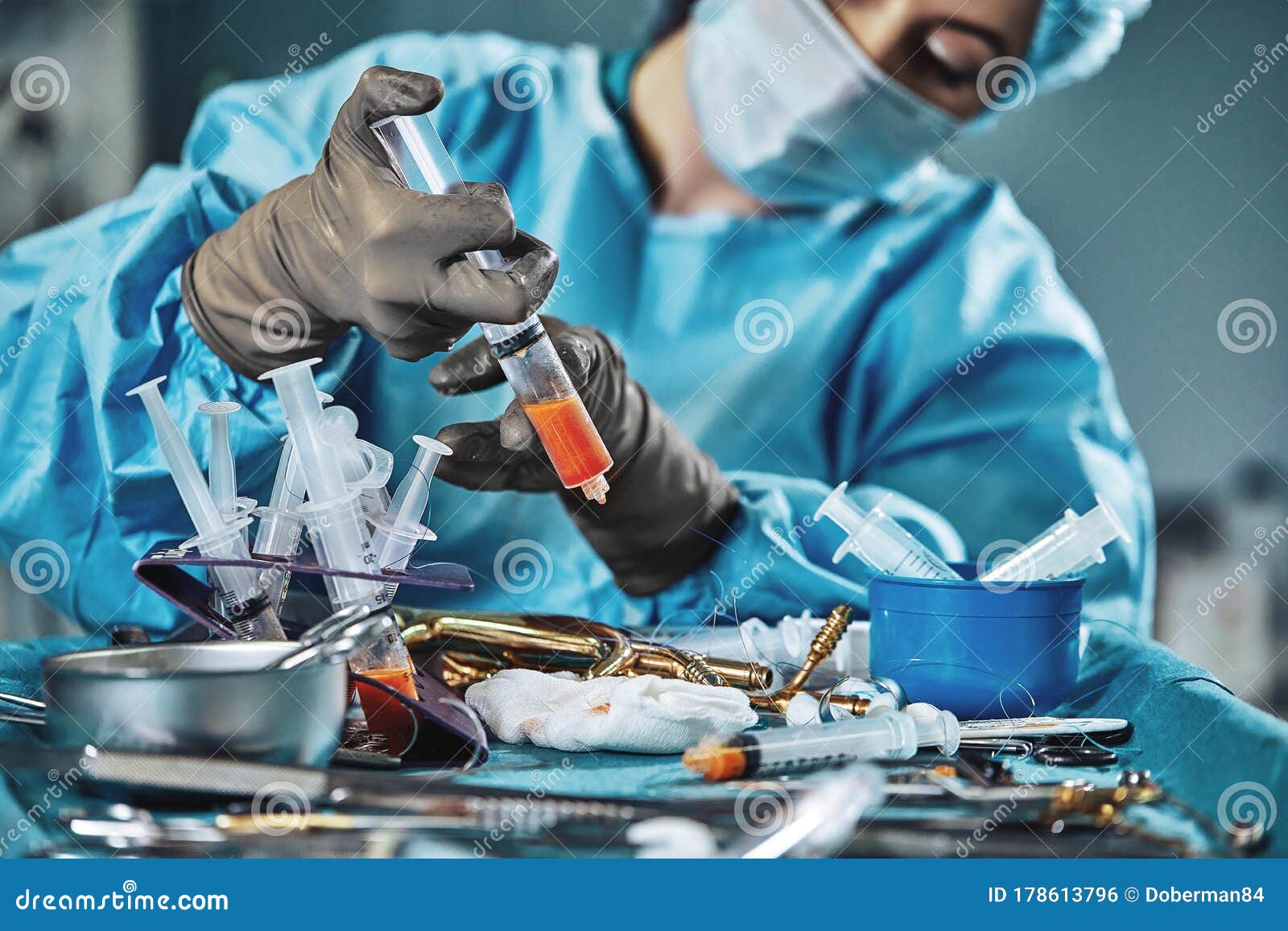 A Set of Operations for Transplanting Fat. Assistant Surgeon Doing the ...