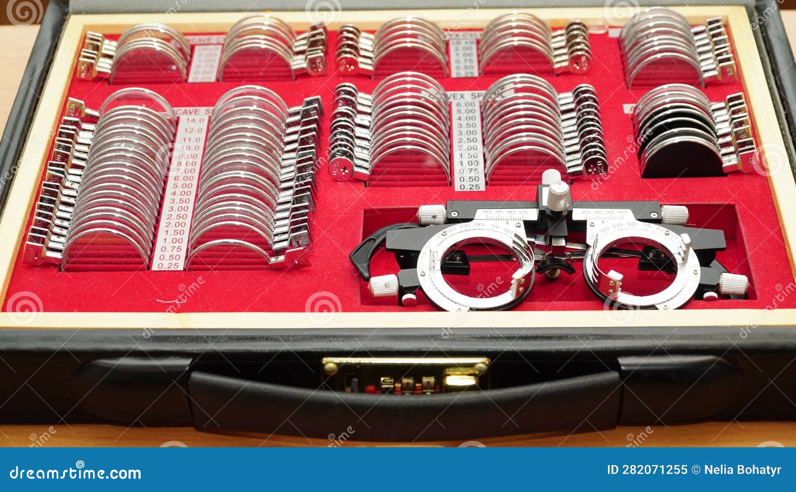 Set of Ophthalmologist Lenses. Phoropter Test Glasses for Checking ...