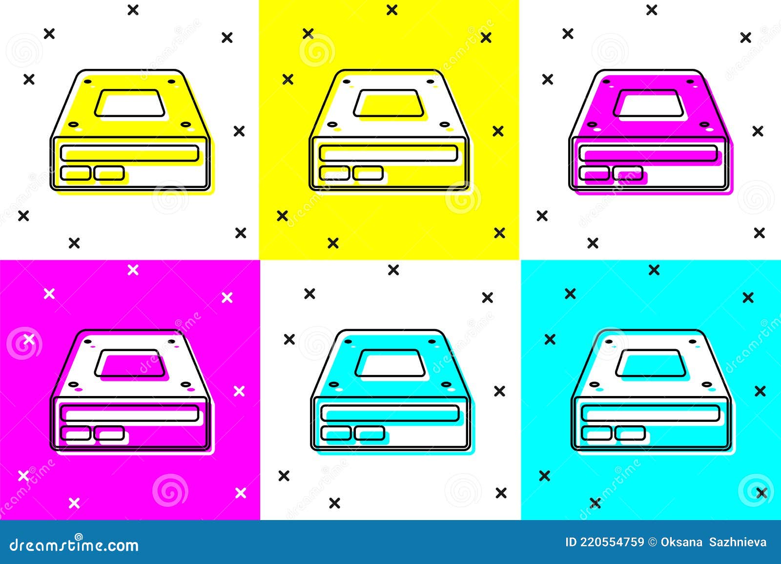 Set Optical Disc Drive Icon Isolated on Color Background. CD DVD Laptop ...