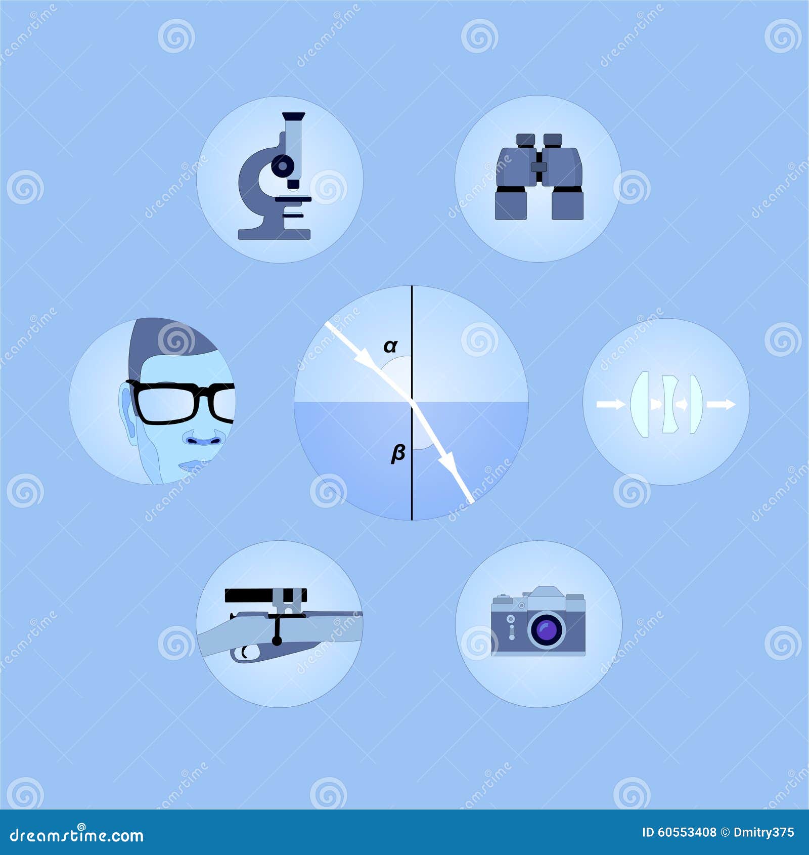 Set of optics icons stock vector. Illustration of camera - 60553408
