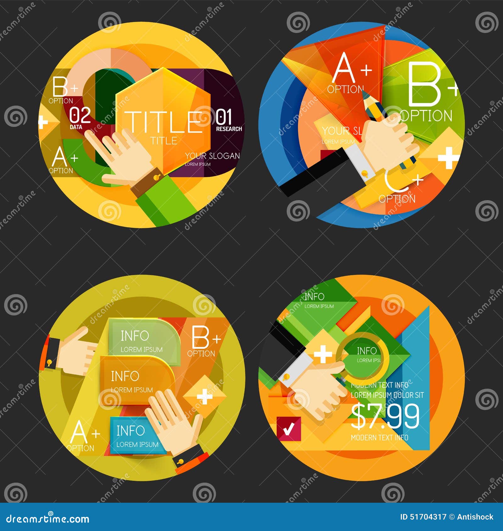 Set of Option Presentation Labels, Flat Design Web Stock Vector ...