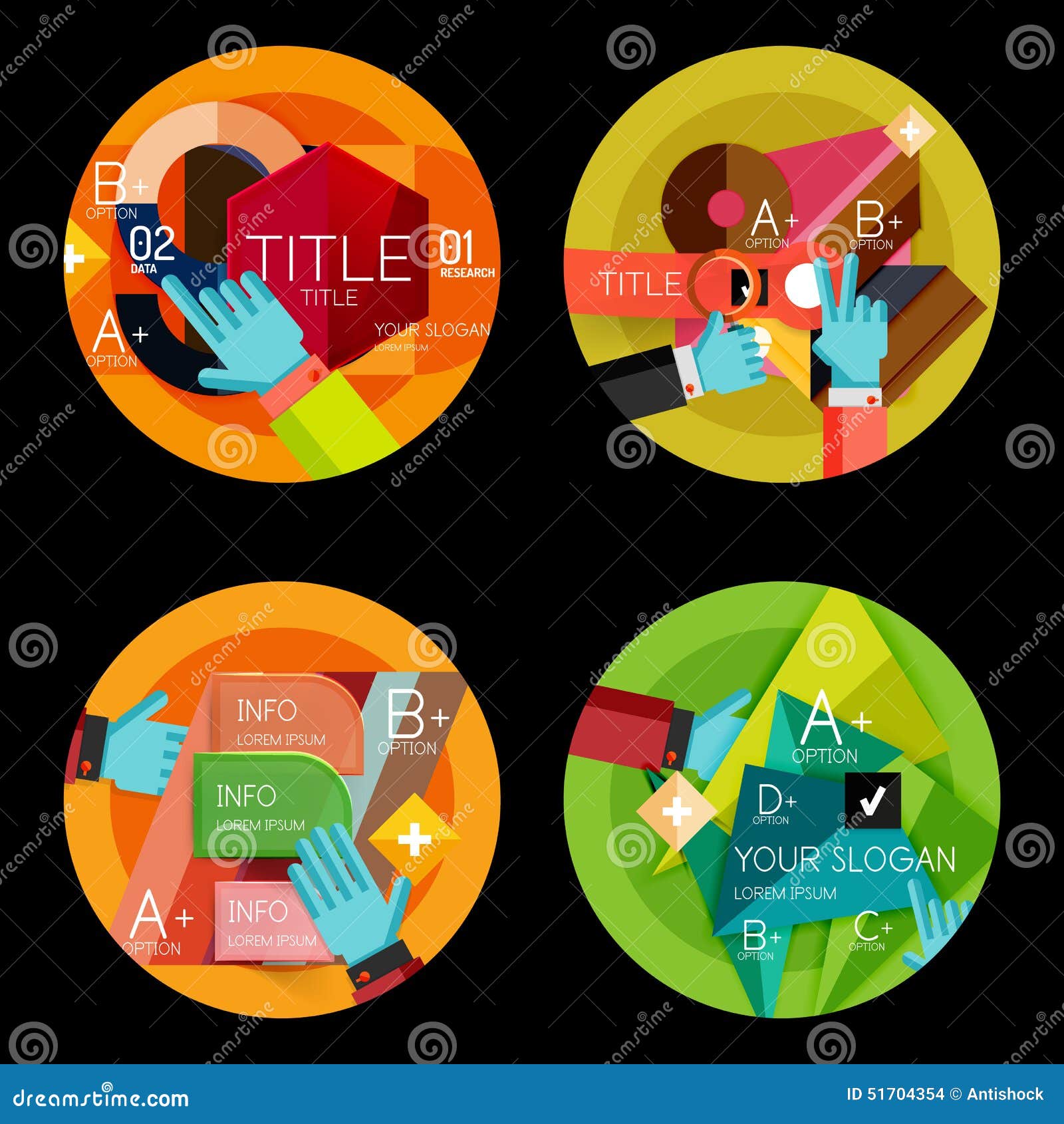 Set of Option Presentation Labels, Flat Design Web Stock Vector ...