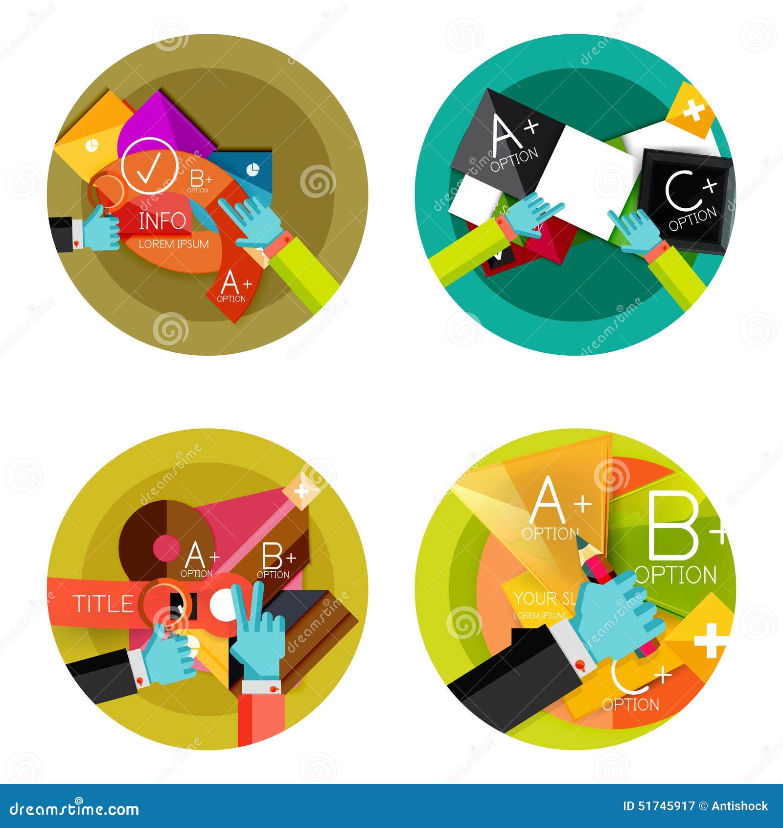 Set of Option Presentation Labels, Flat Design Web Stock Vector ...