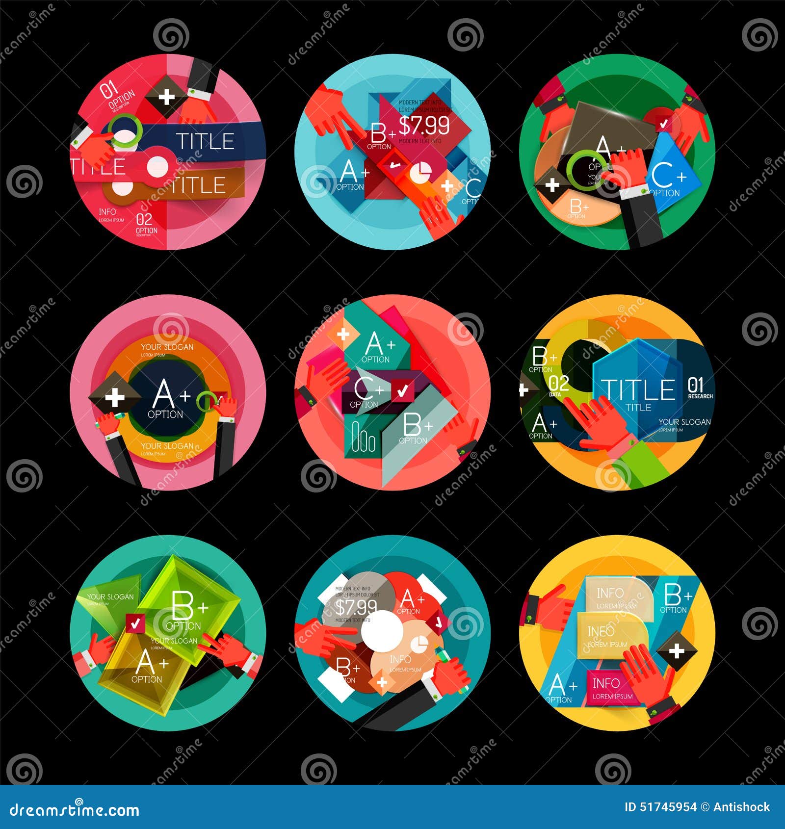 Set of Option Presentation Labels, Flat Design Web Stock Vector ...