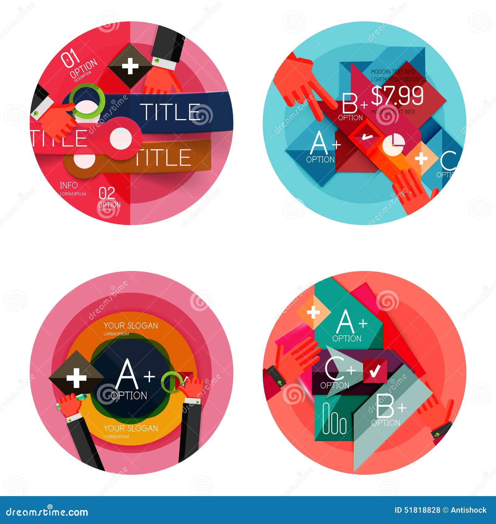 Set of Option Presentation Labels, Flat Design Web Stock Vector ...