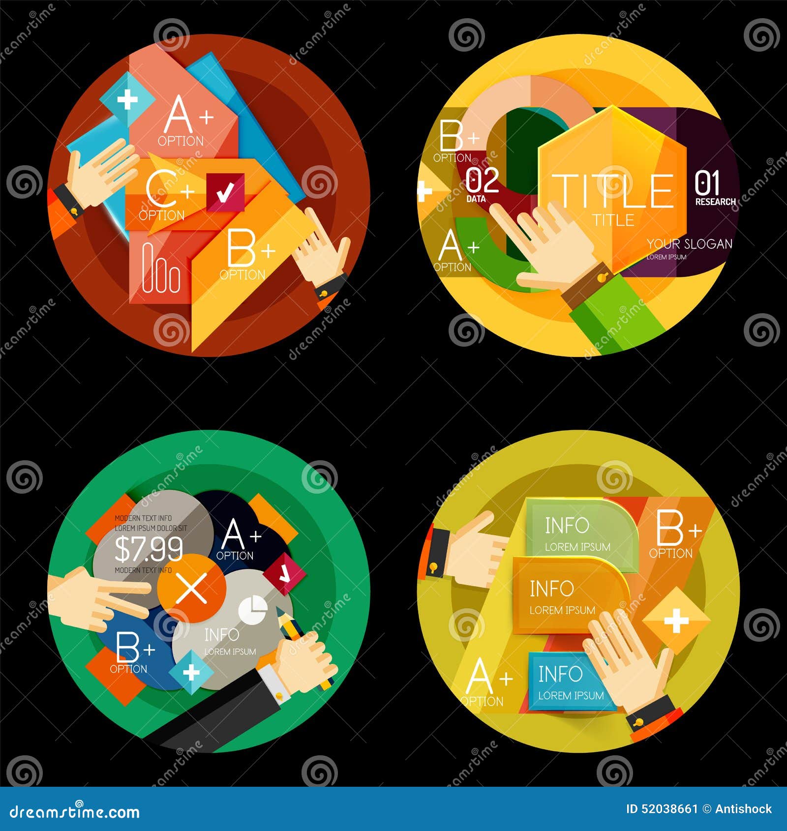 Set of Option Presentation Labels, Flat Design Web Stock Vector ...