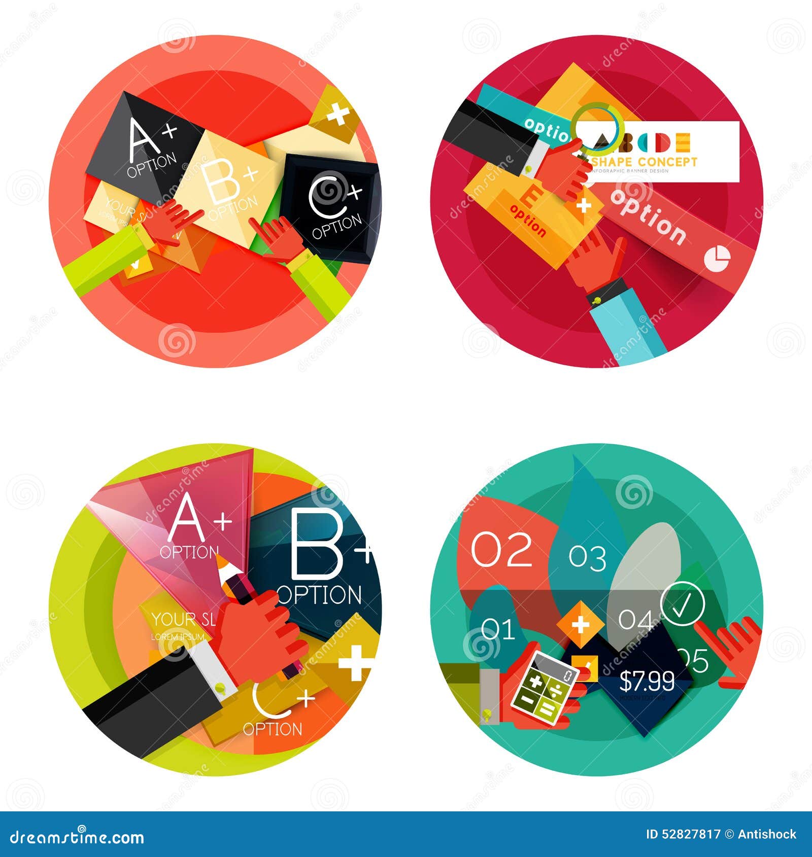 Set of Option Presentation Labels, Flat Design Web Stock Vector ...