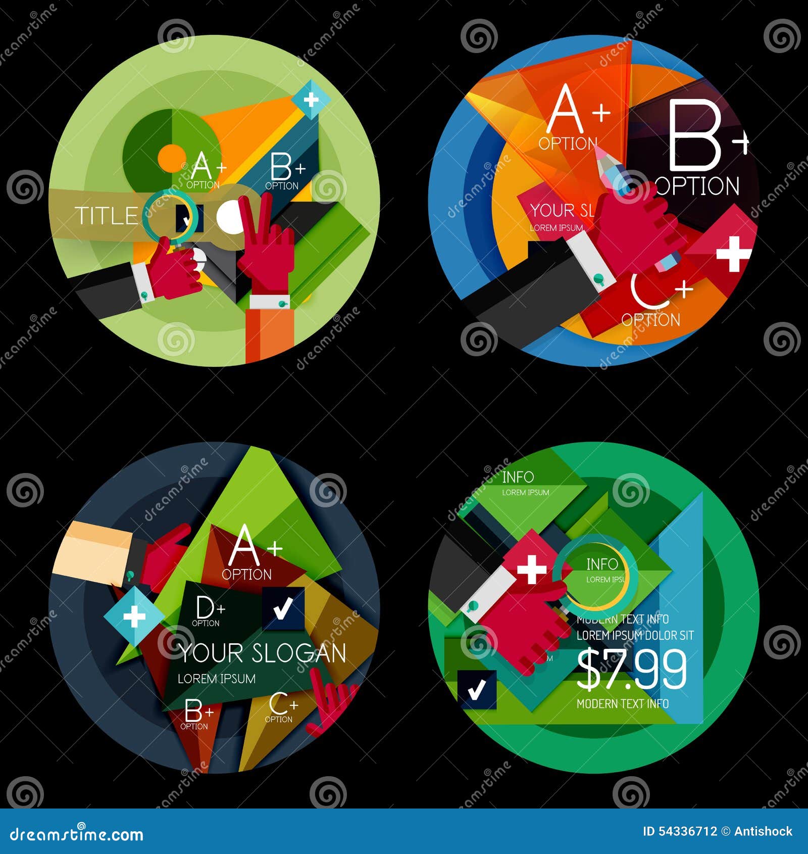 Set of Option Presentation Labels, Flat Design Web Stock Vector ...