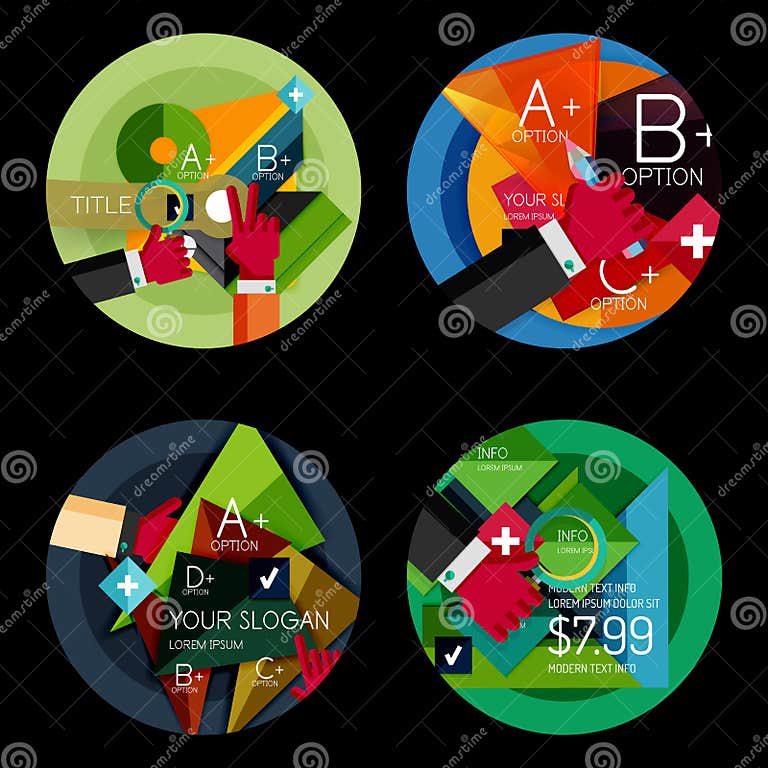 Set of Option Presentation Labels, Flat Design Web Stock Vector ...