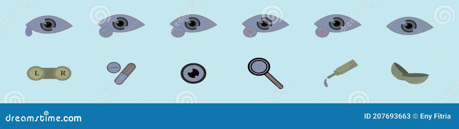 Set of Optometry Cartoon Icon Design Template with Various Models ...
