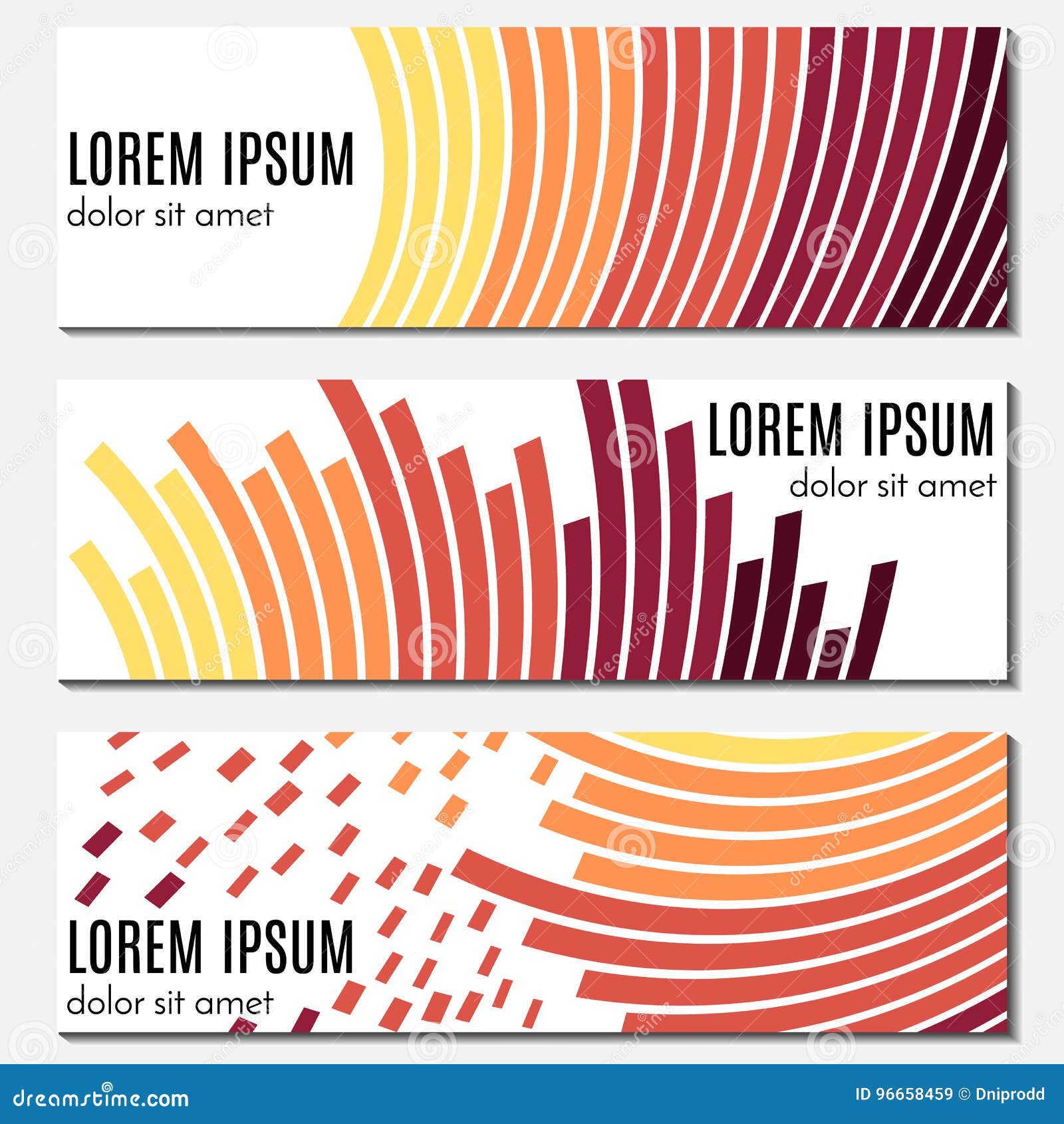 Set of Orange Abstract Header Banners with Curved Lines and Place for ...