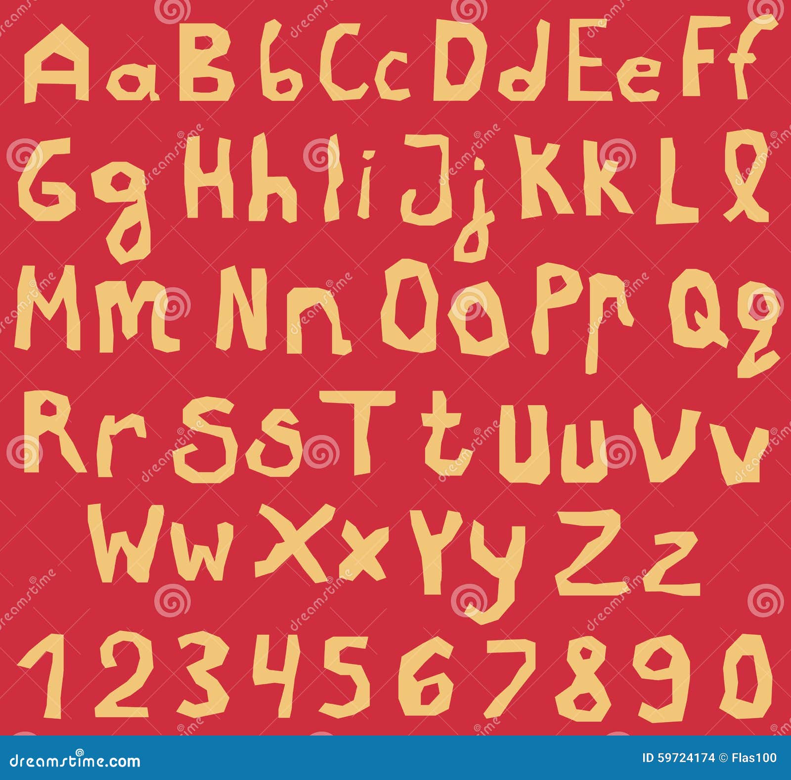 Set of Orange Alphabet Letters with Numbers on Red Stock Vector ...