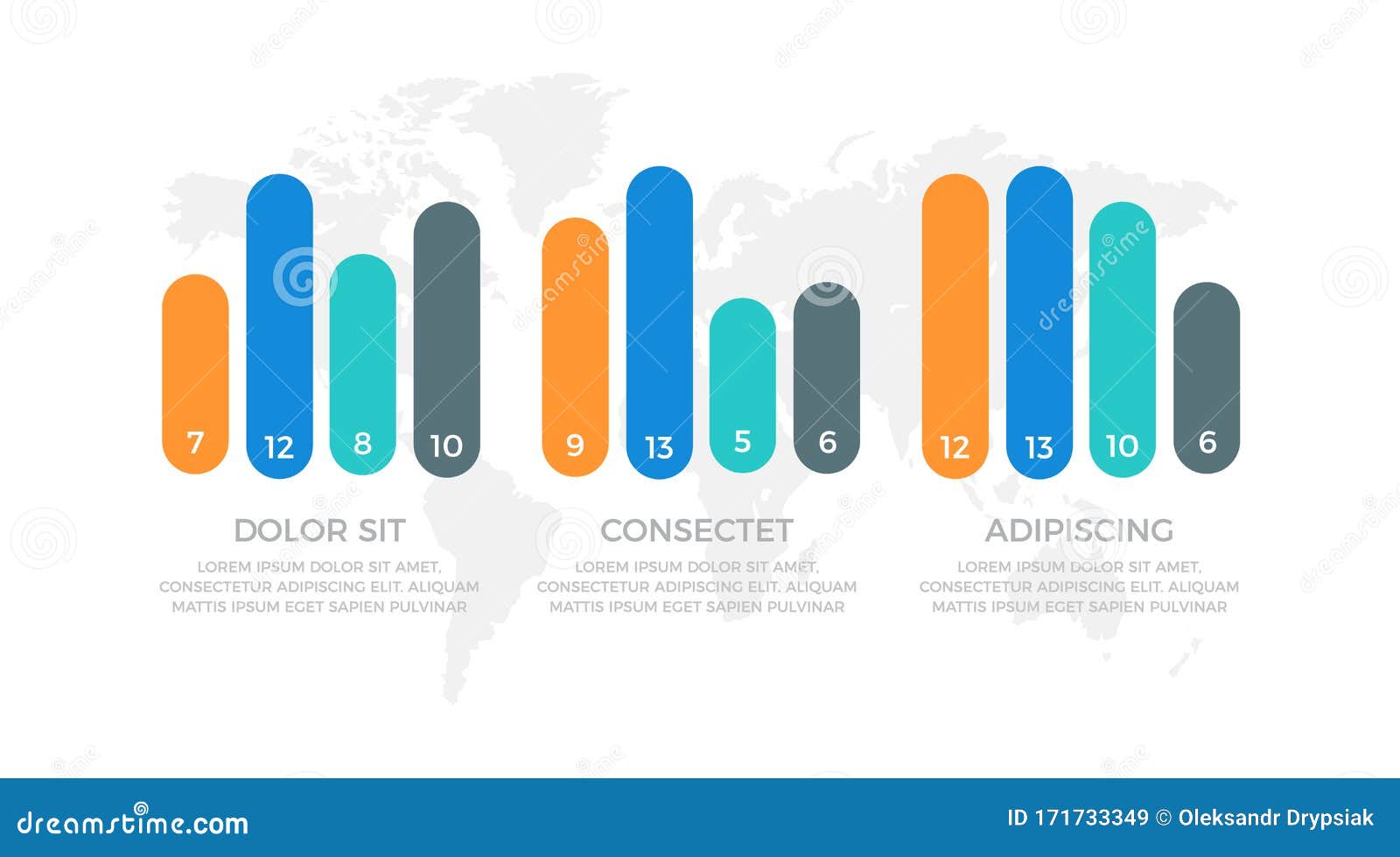 Set of Orange, Blue, Turquoise and Gray Elements for Infographic with ...