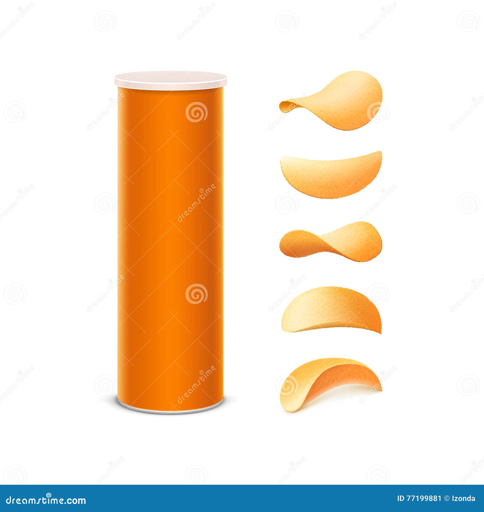Set of Orange Box with Potato Crispy Chips Stock Vector - Illustration ...