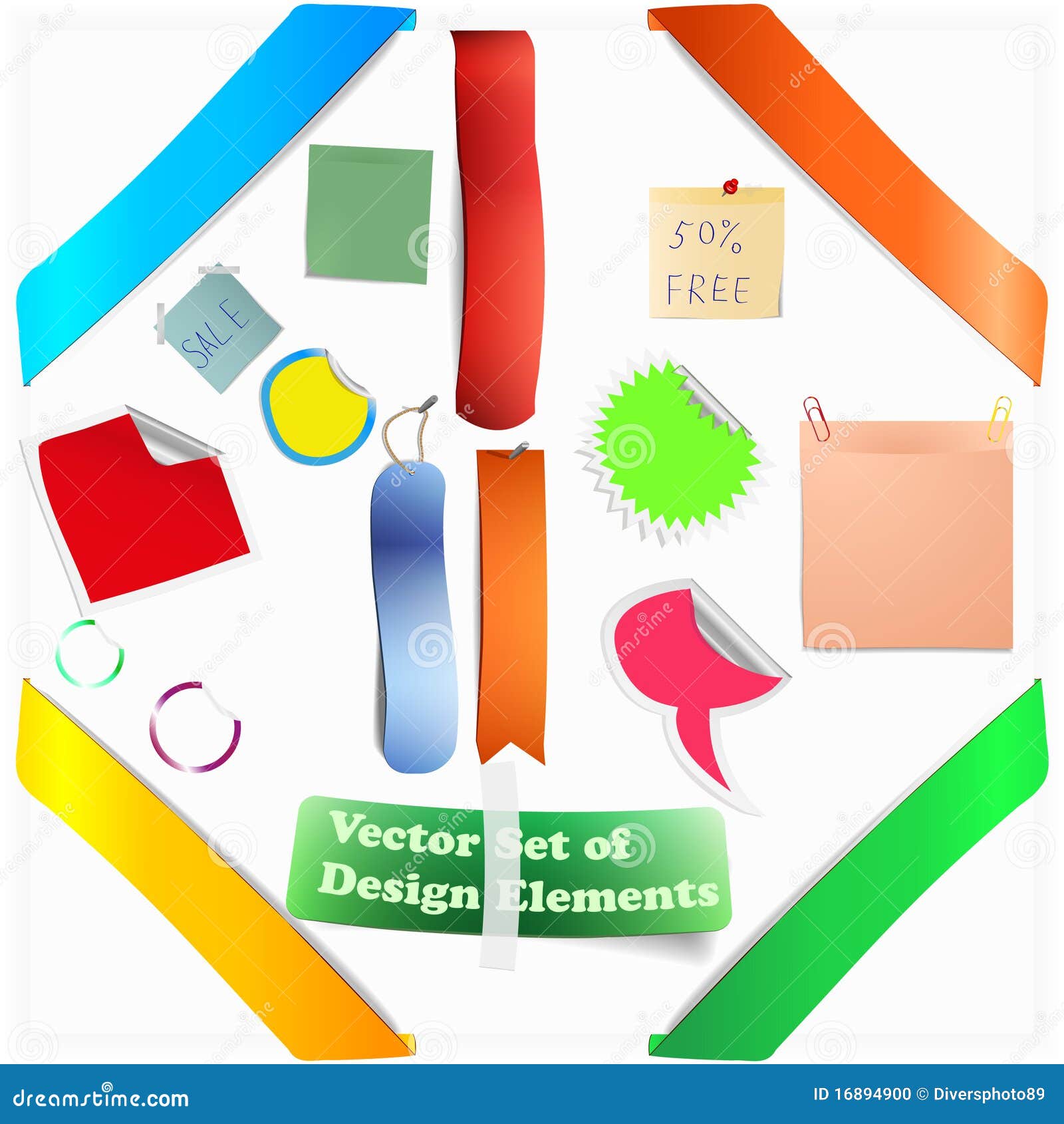 Set of Orange Elements for New Items Stock Vector - Illustration of ...