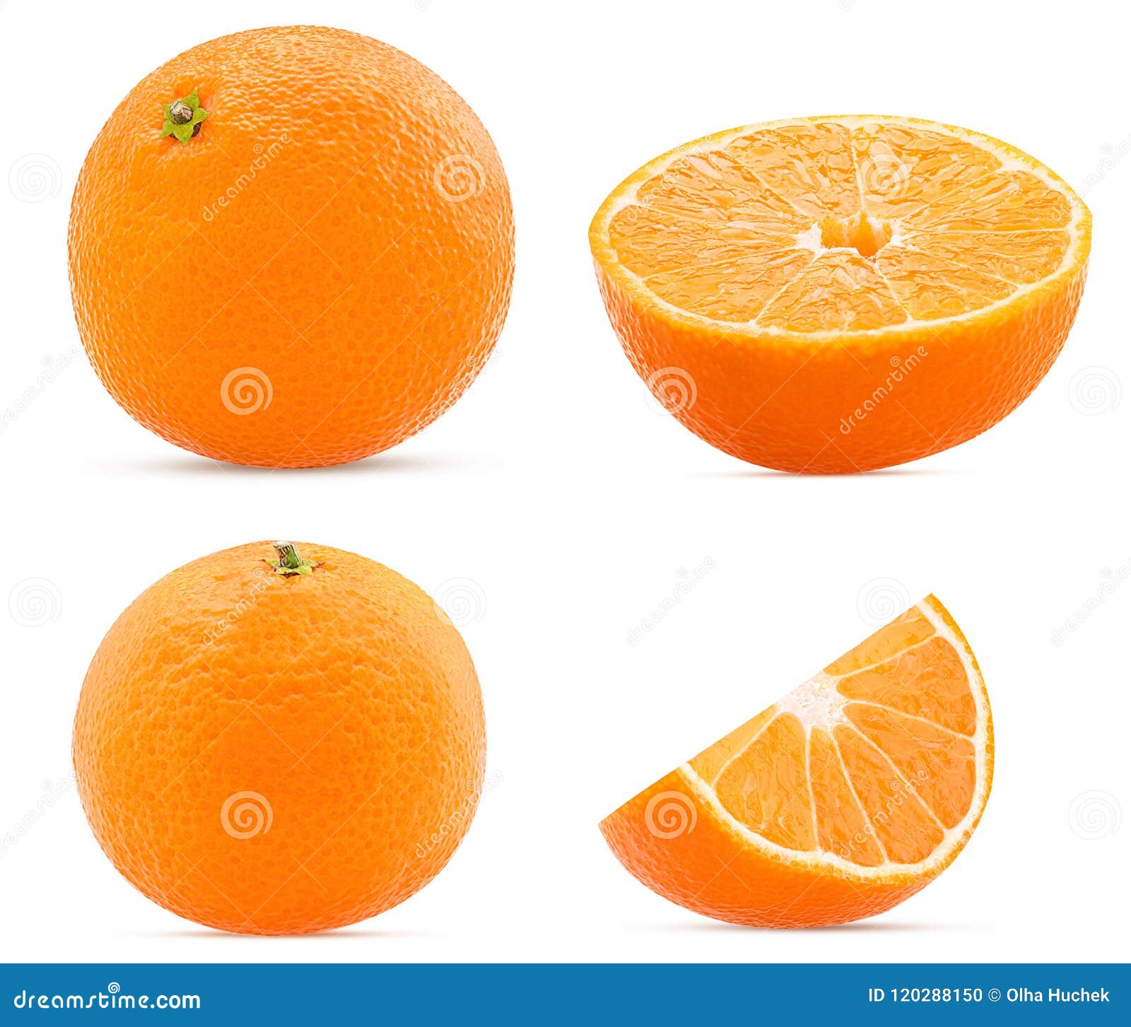 Set Orange Fruit Whole, Cut in Half, Slice Stock Photo - Image of ...