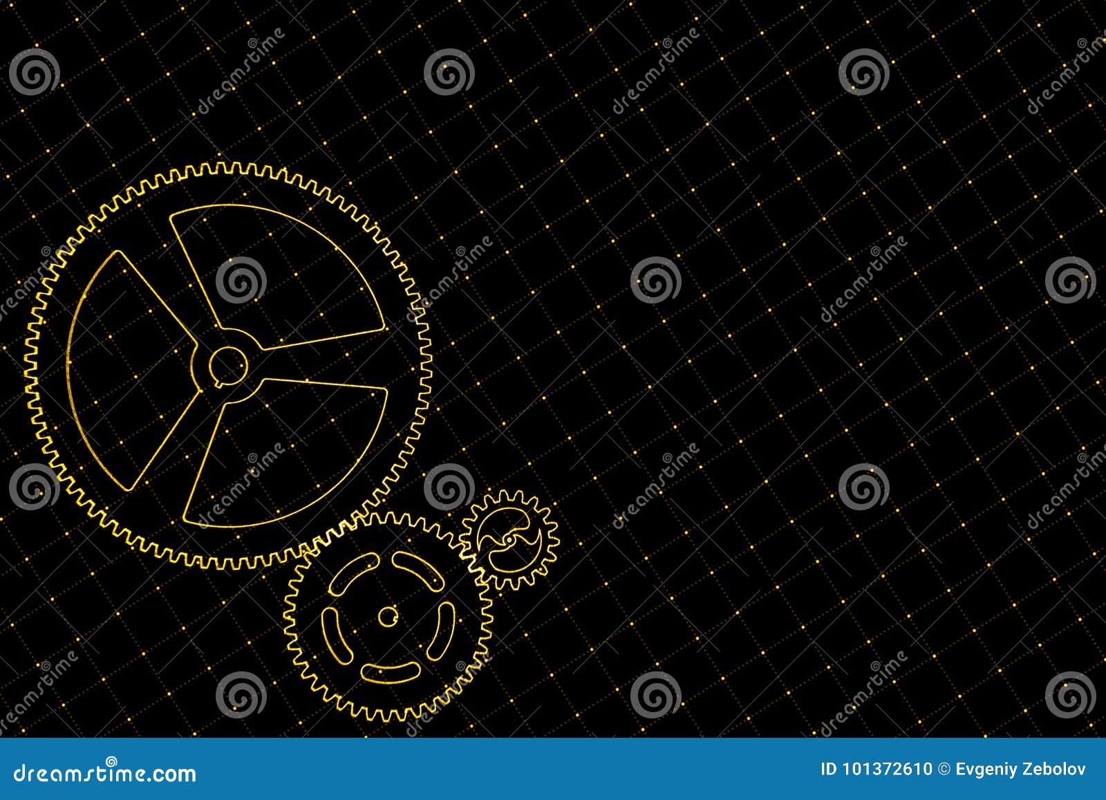 Set of Orange Gears and Cogs on Virtual Screen Stock Illustration ...