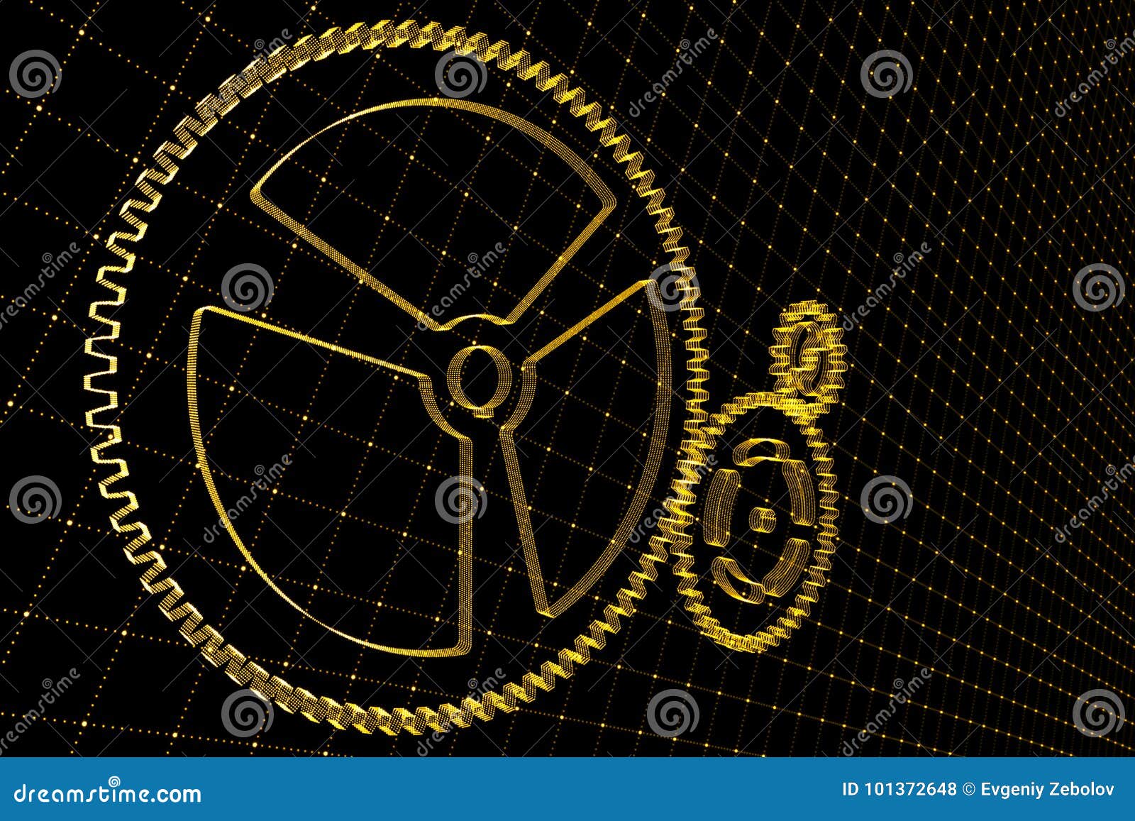 Set of Orange Gears and Cogs on Virtual Screen Stock Illustration ...