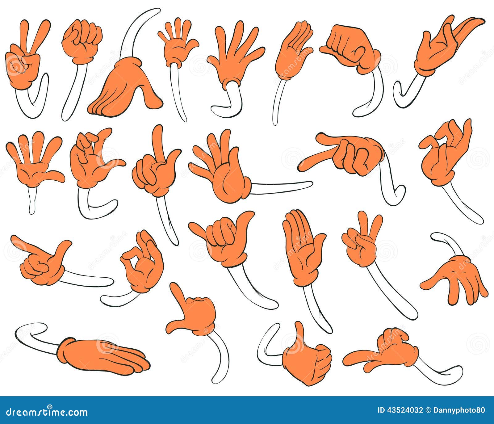 Set of orange hands stock vector. Illustration of feeling - 43524032